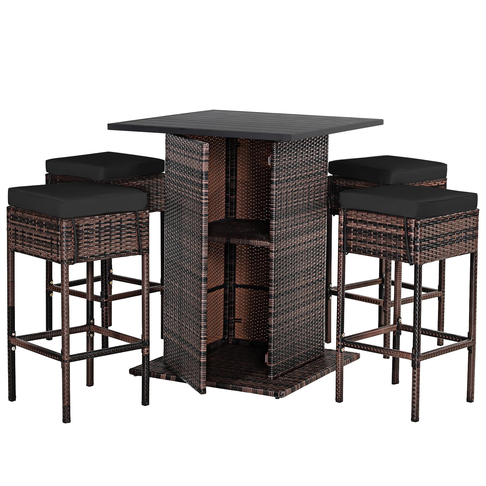 Amazon.com: RELAX4LIFE 5-Piece Outdoor Bar Set, Wicker Rattan Bar ...
