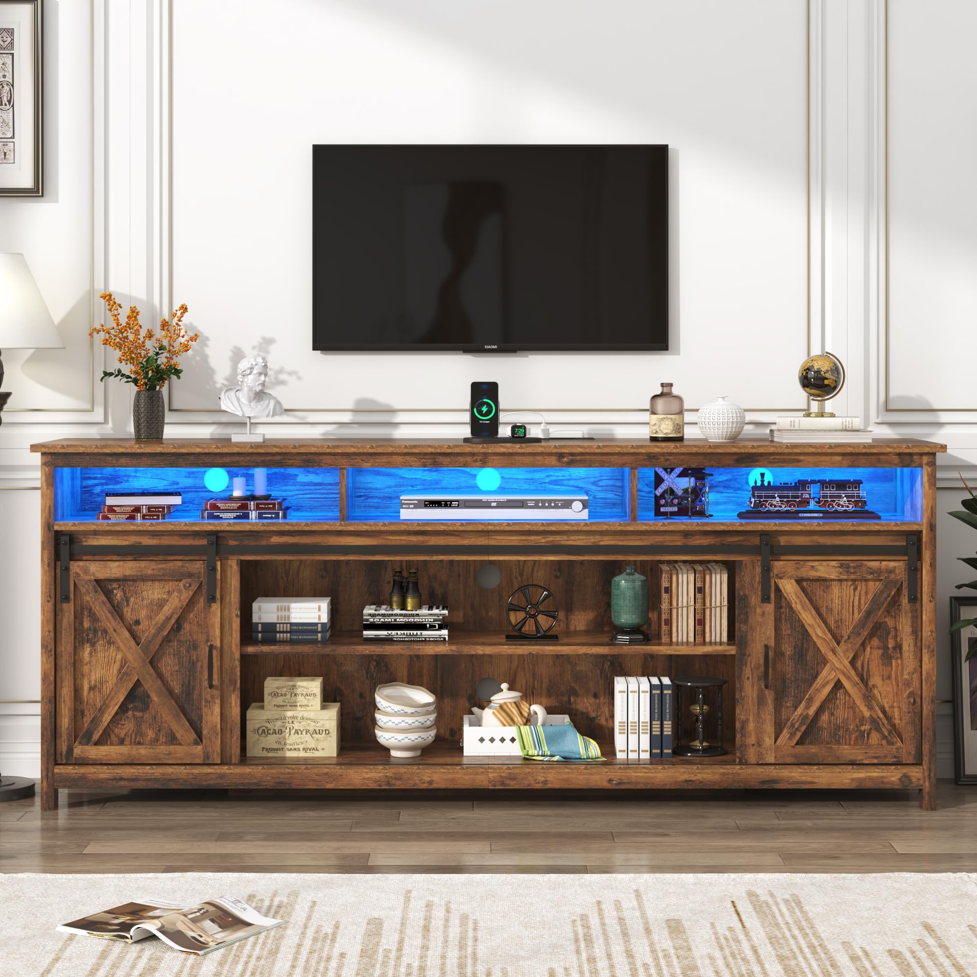 Amazon.com: Farmhouse TV Stand for 90/85 inch TVs, Rustic Entertainment ...