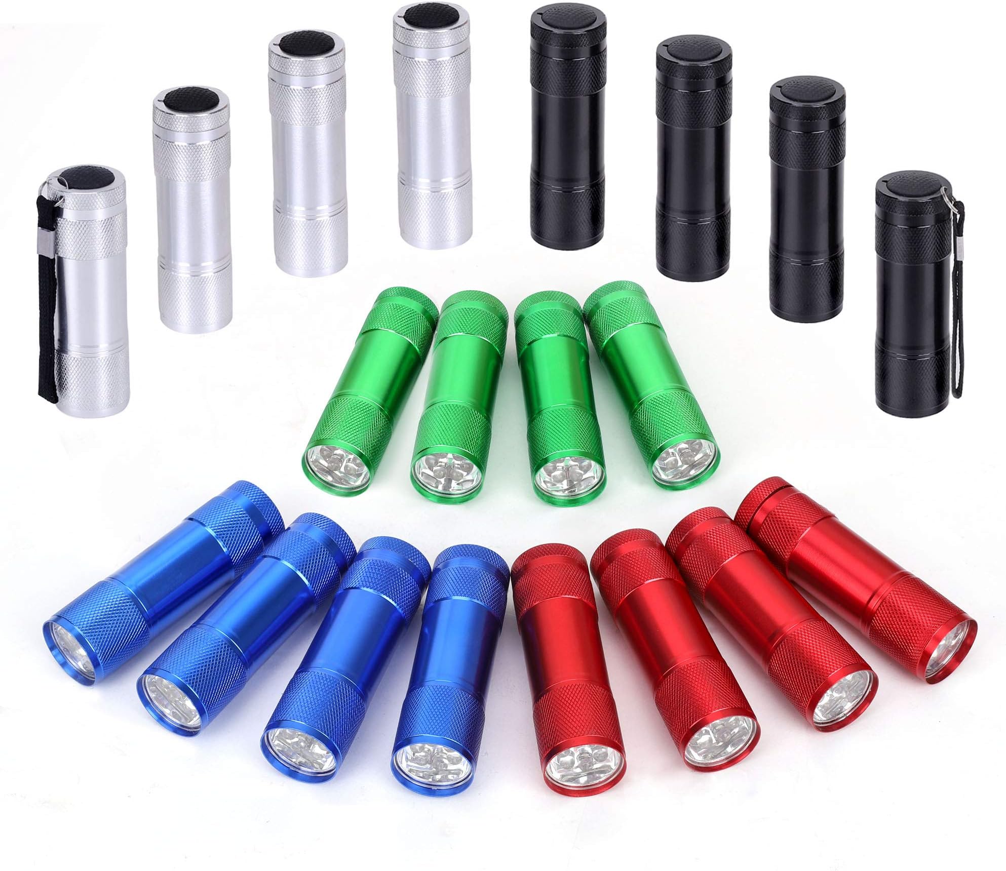FASTPRO 20-Pack Aluminum 6-LED Flashlights Set with Lanyard and AAA ...