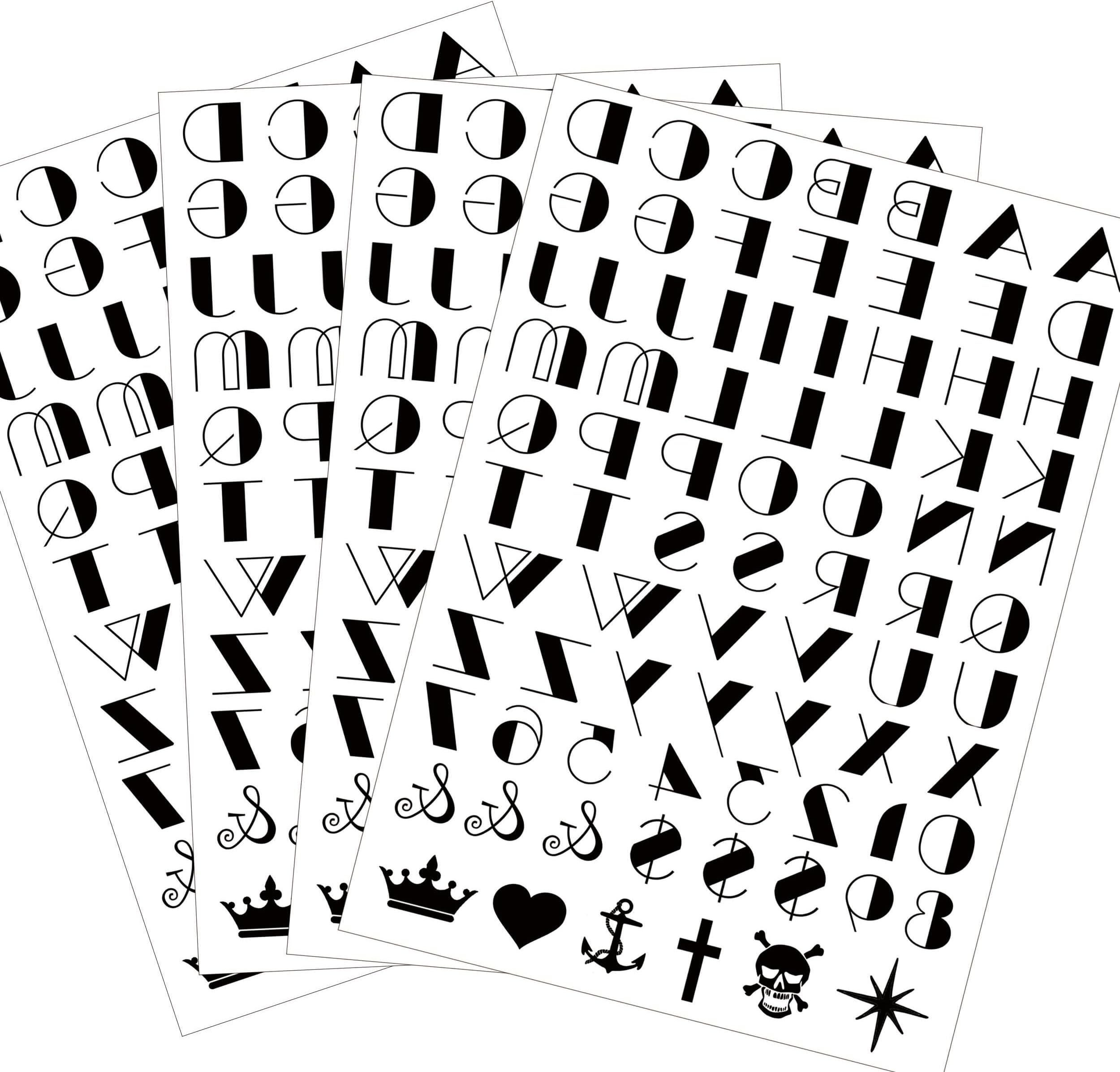 Amazon.com : Fake Letters Finger Tattoos，4-Sheet 26 English Words ...