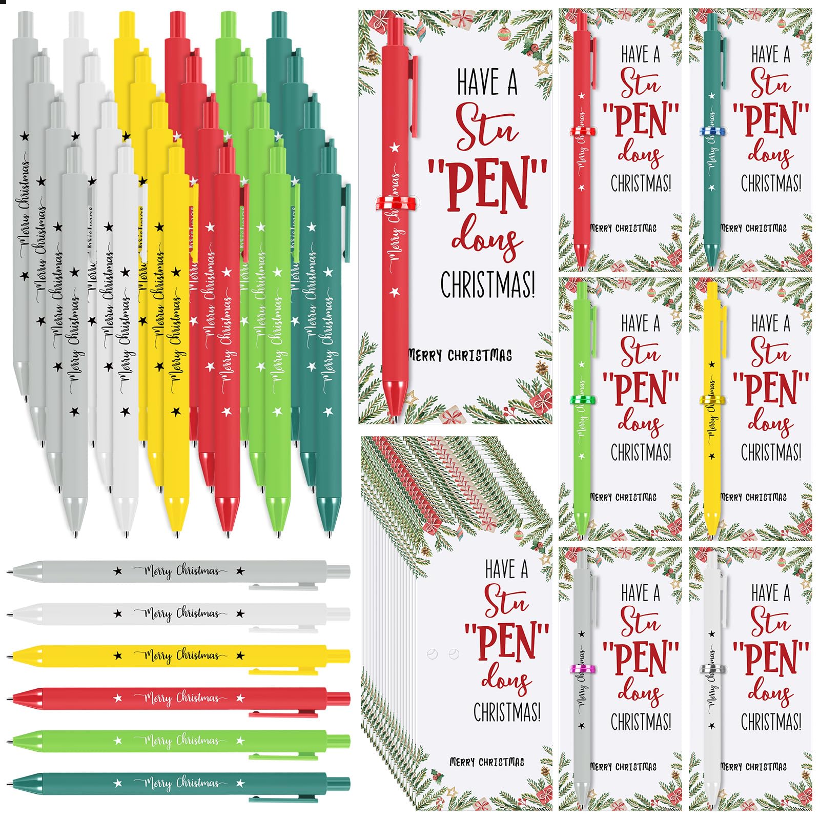 Amazon.com : Sayglossy 30 Set Christmas Pens Bulk Merry Christmas ...