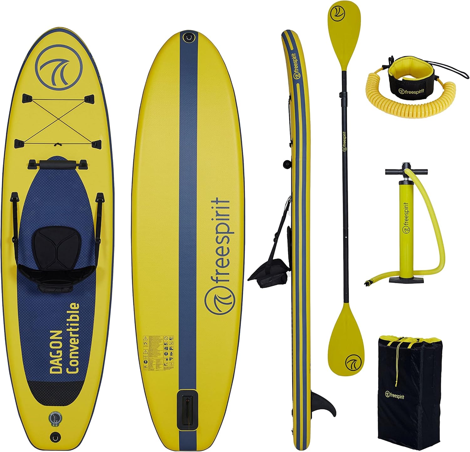 FREESPIRIT Dagon 10 ft Convertible Stand-up Inflatable Paddle Board Set ...