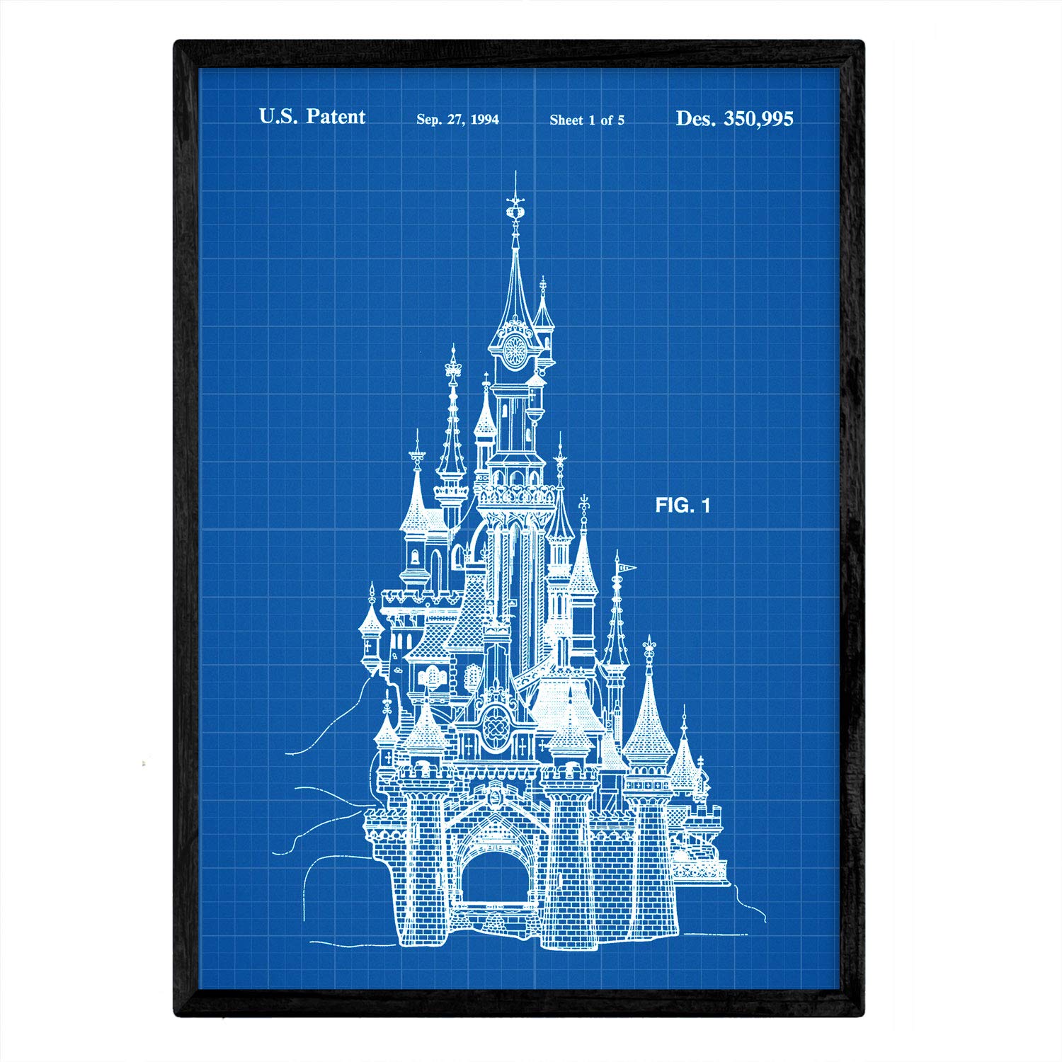 Buy Nacnic patent Disney Castle. Sheet with old design patent A3 size ...