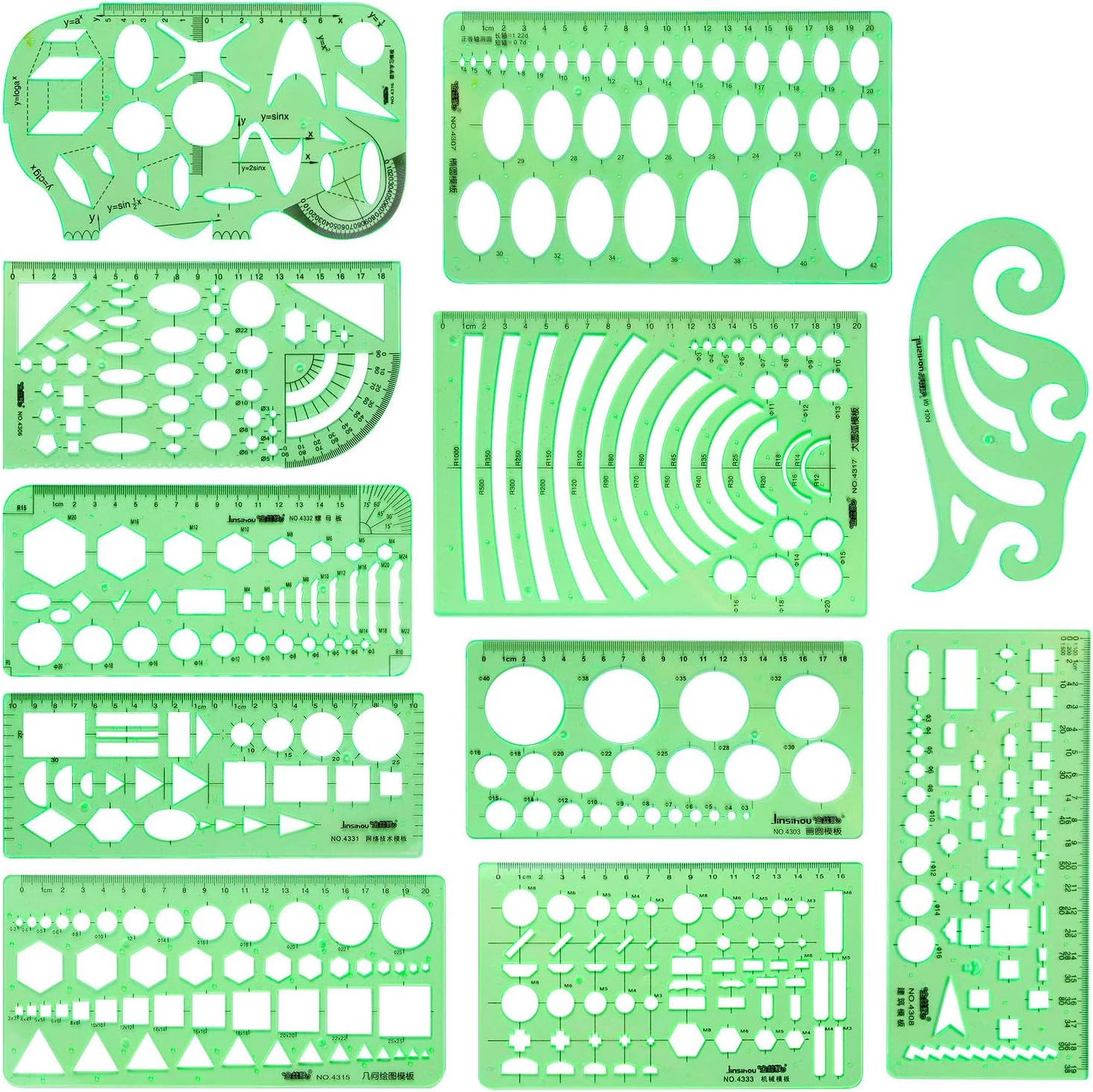 11-Piece Plastic Drawing Templates Set for Nepal | Ubuy