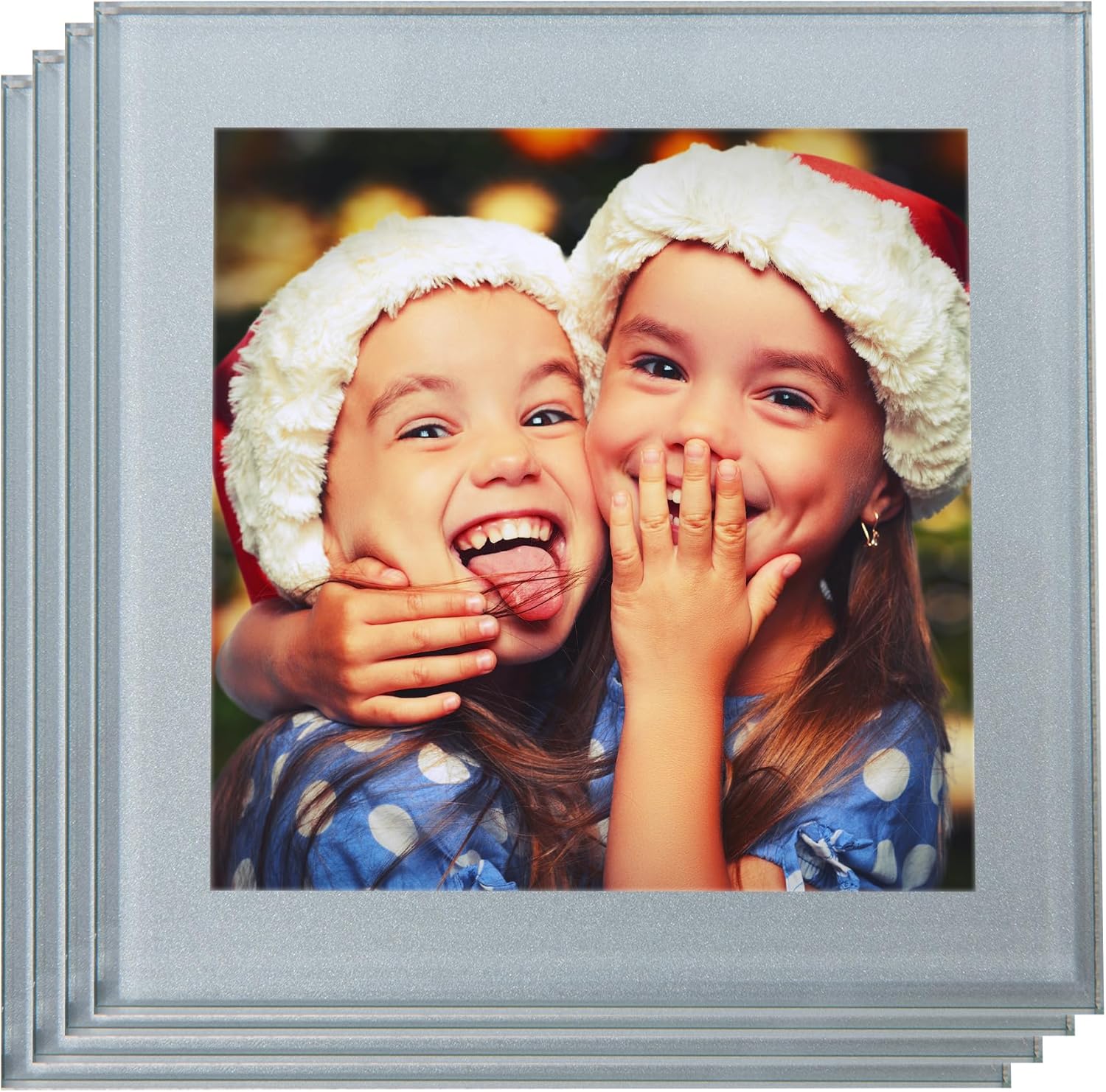 Coasters, Photo Frame Glass Coasters set of 4 (Silver) Ideal ...