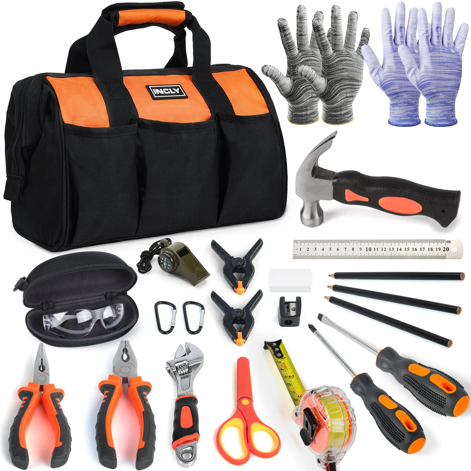 Snapklik.com : INCLY 24 PCS Kids Real Tool Set
