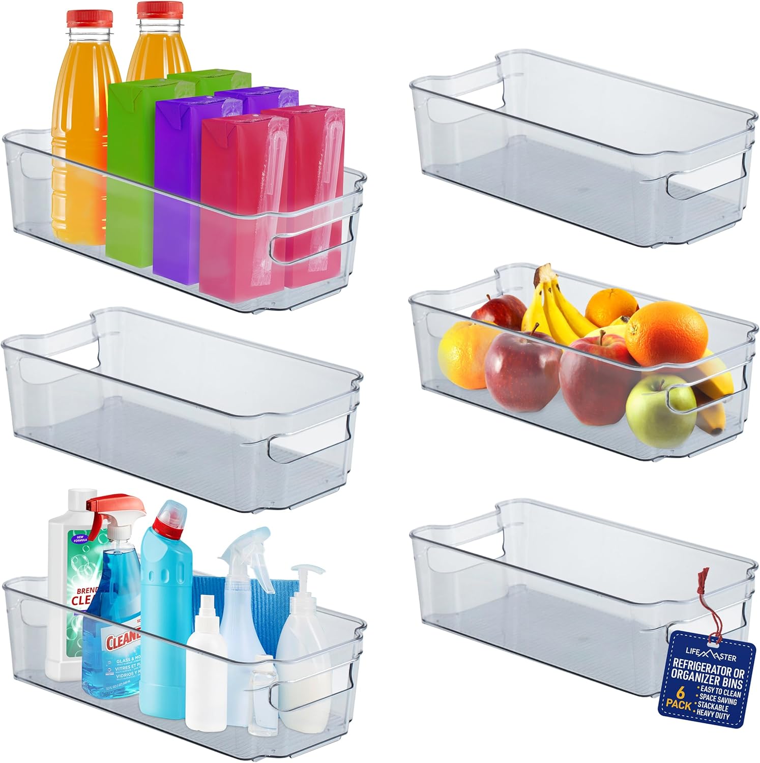 Amazon.com: Lifemaster Multi-Purpose Refrigerator Bins - 6 Pieces ...