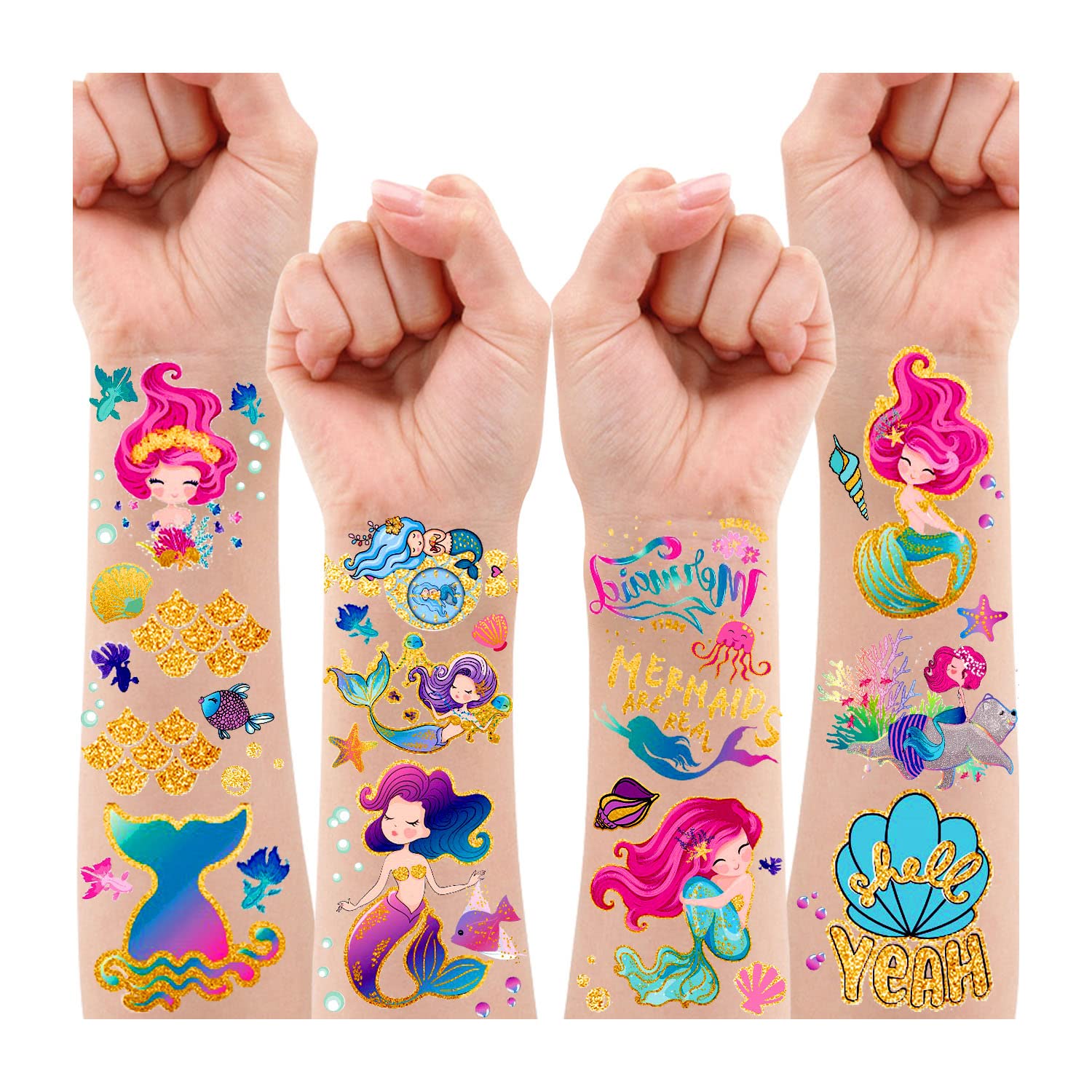Buy Leesgel Metallic Glitter Mermaid Temporary Tattoo For Kids Girls buy-leesgel-metallic-glitter-mermaid-temporary-tattoo-for-kids-girls