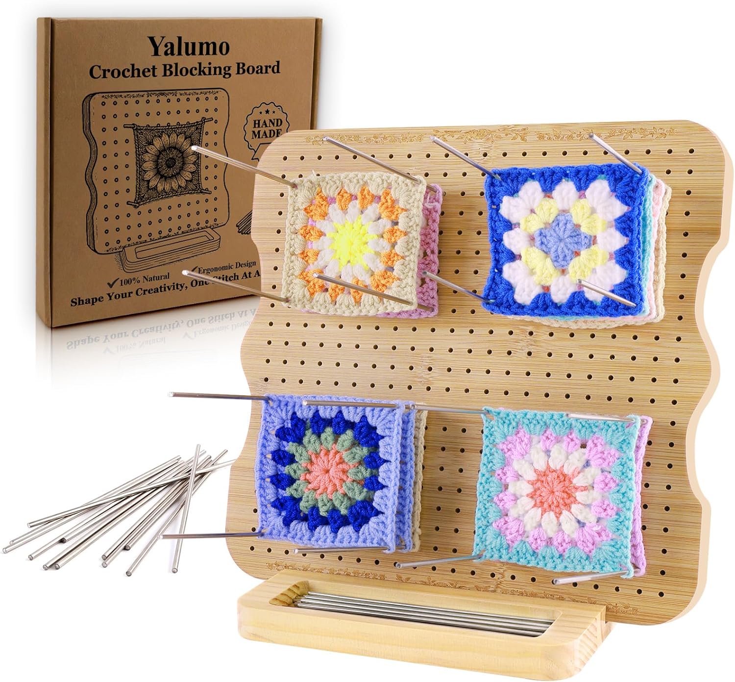 Amazon.com: Yalumo Crochet Blocking Board with 20 Pegs, Granny Square ...