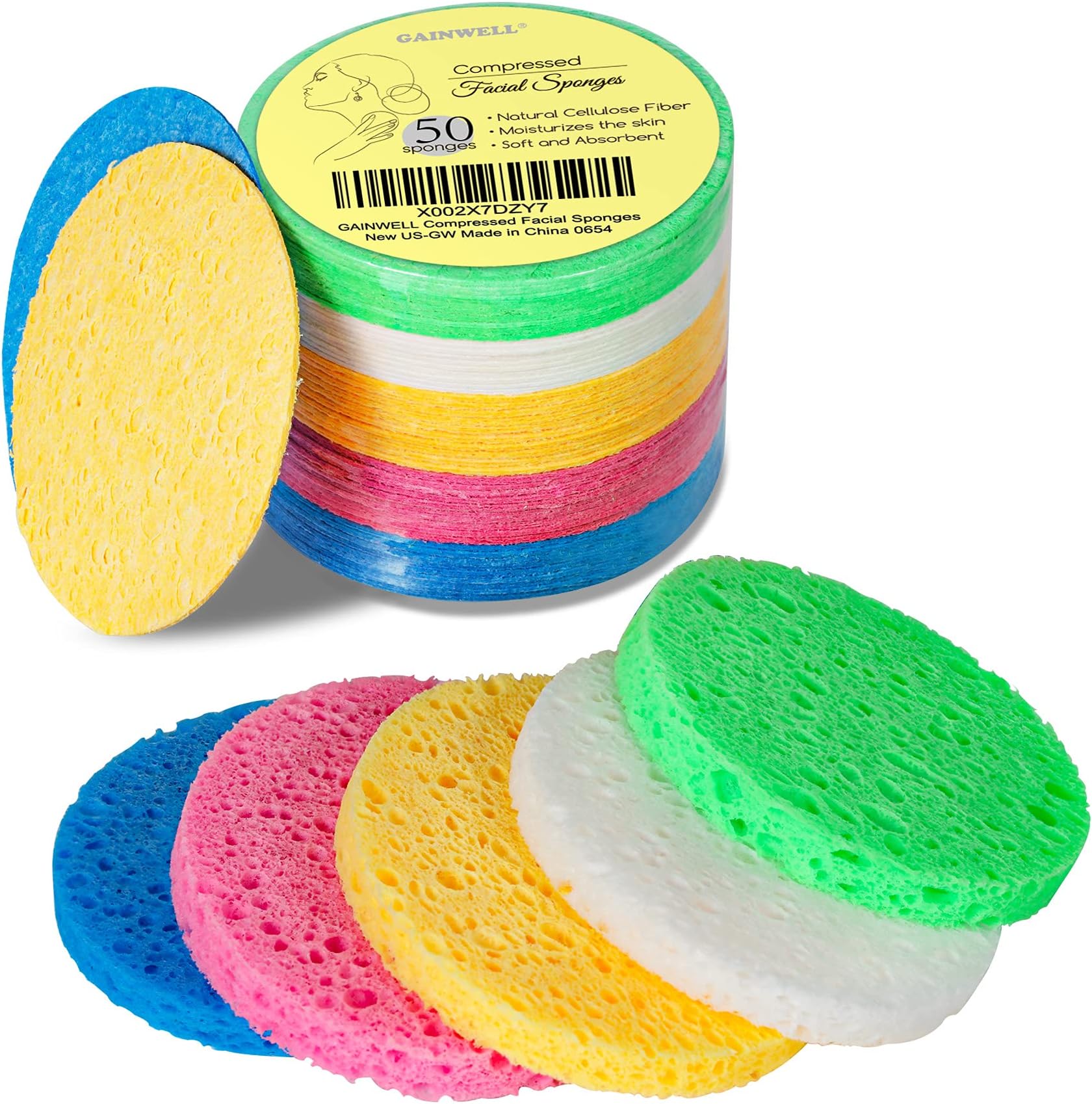 Amazon.com: Facial Sponges, MAXSOFT Compressed 100% Natural Cellulose ...
