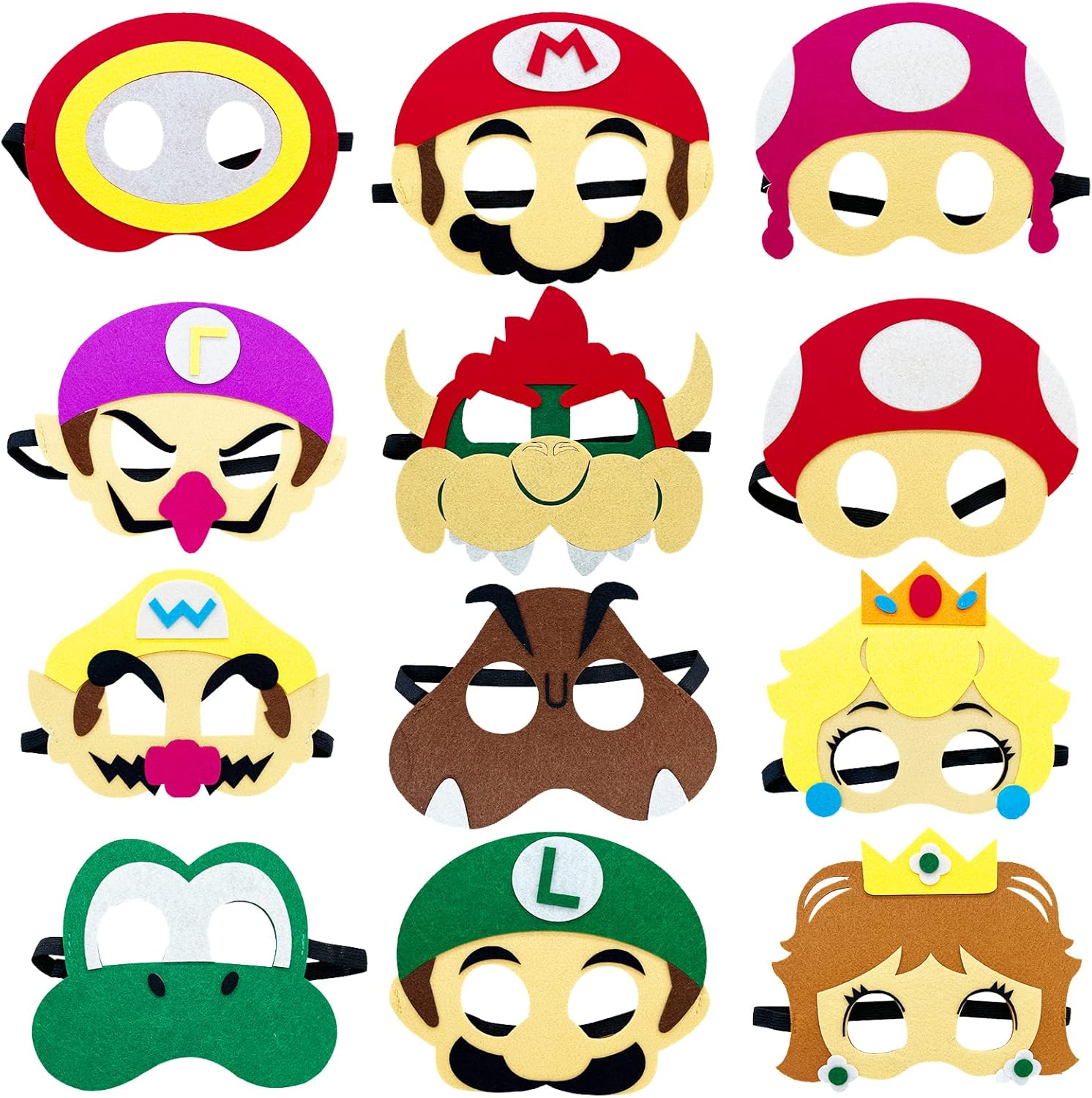 Amazon.com: 12 PCS Game Themed Felt Masks Role Play Bros Party Favors ...