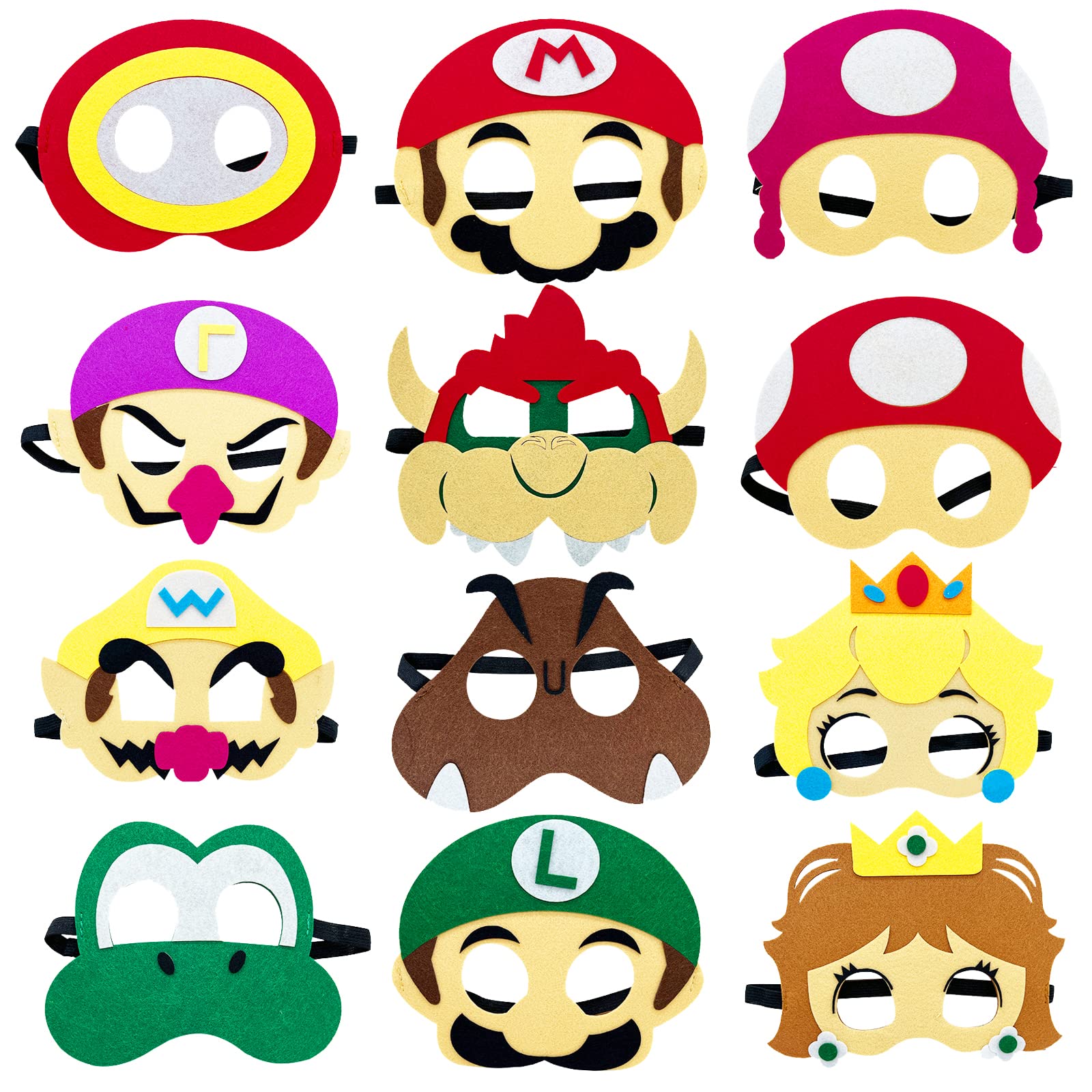 Amazon.com: 12 PCS Game Themed Felt Masks Role Play Bros Party Favors ...