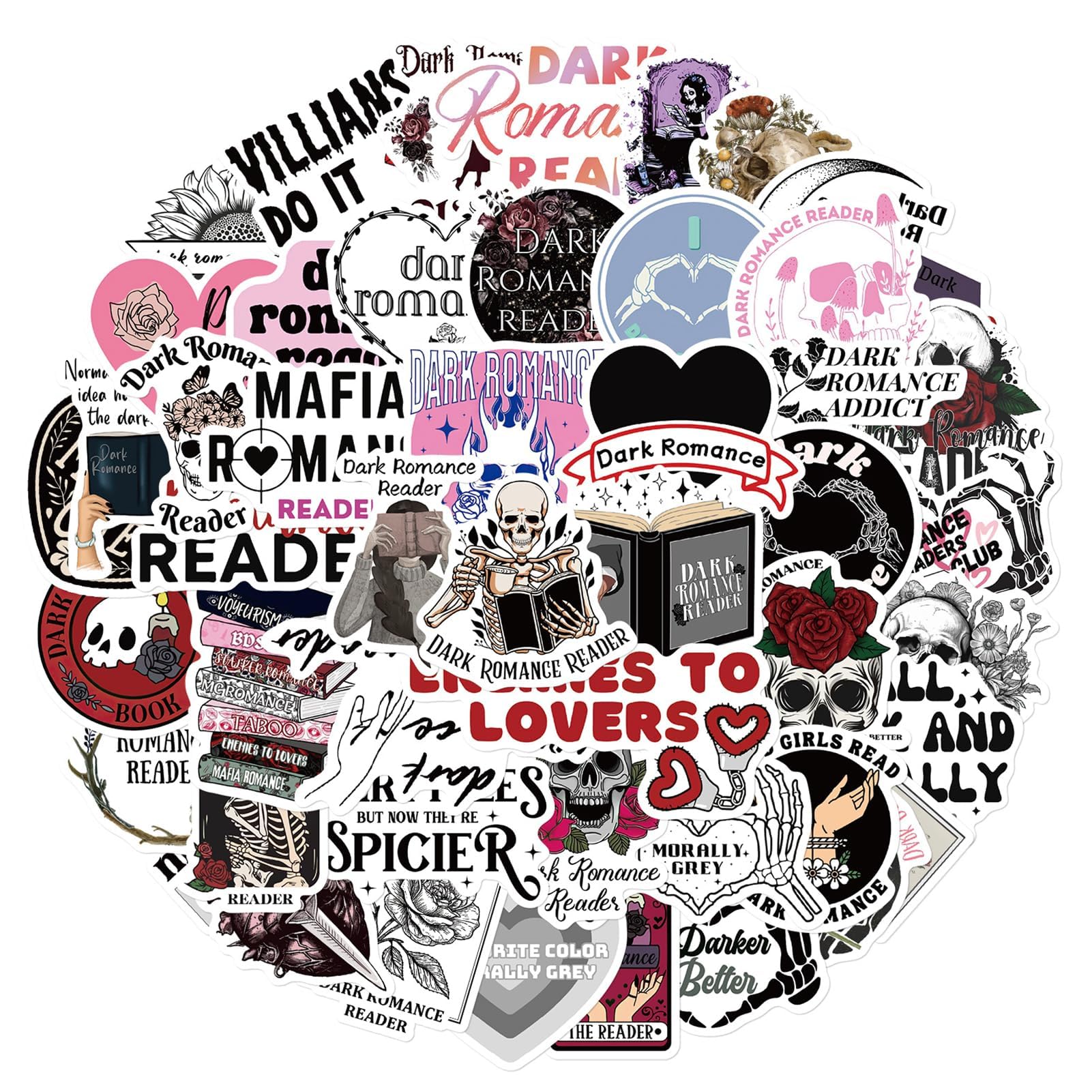 Black Book Stickers, Reading Stickers Dark Rose Bookish Stickers Cute ...