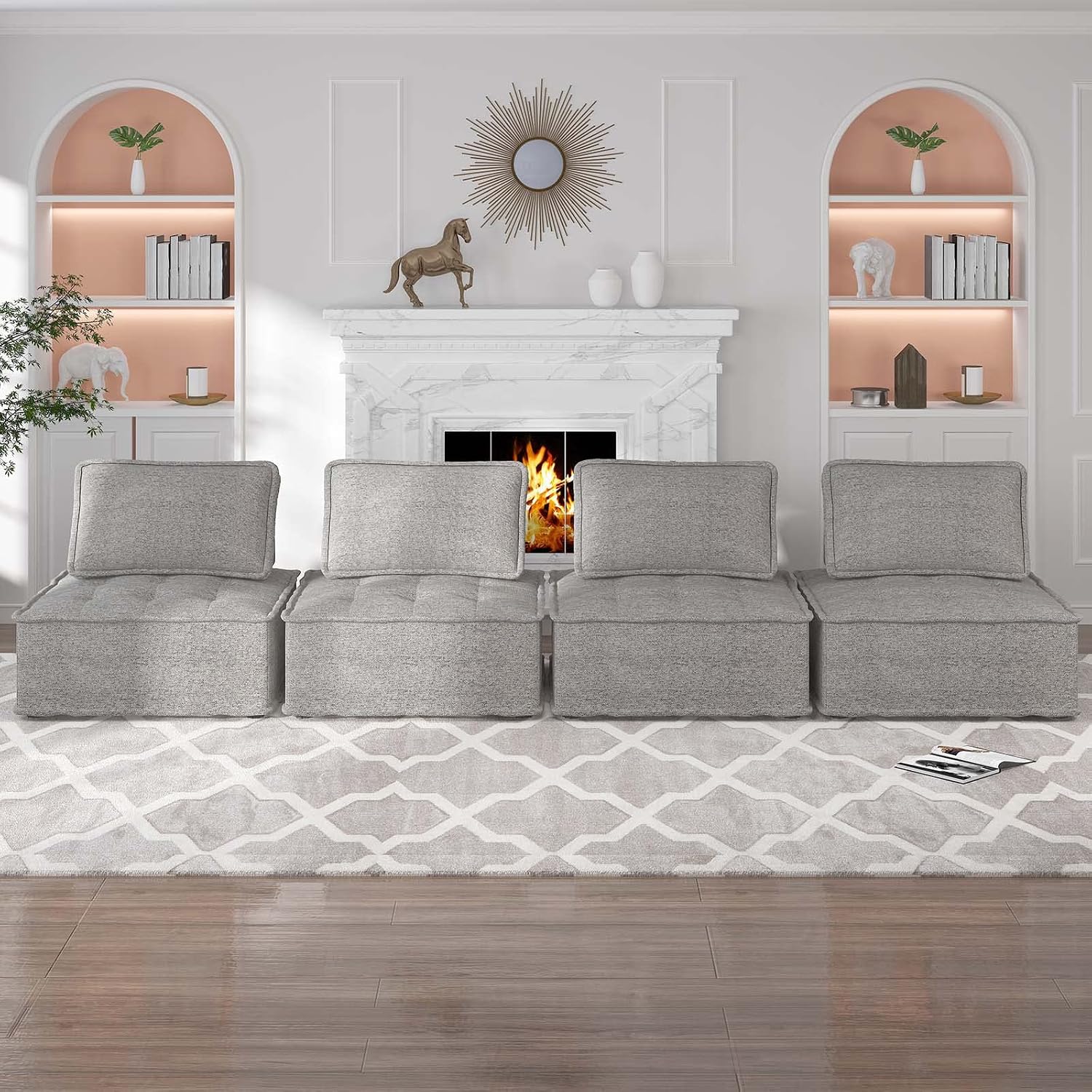 Amazon.com: Mjkone Floor Couch for Adults, 4PCS Free Combination ...