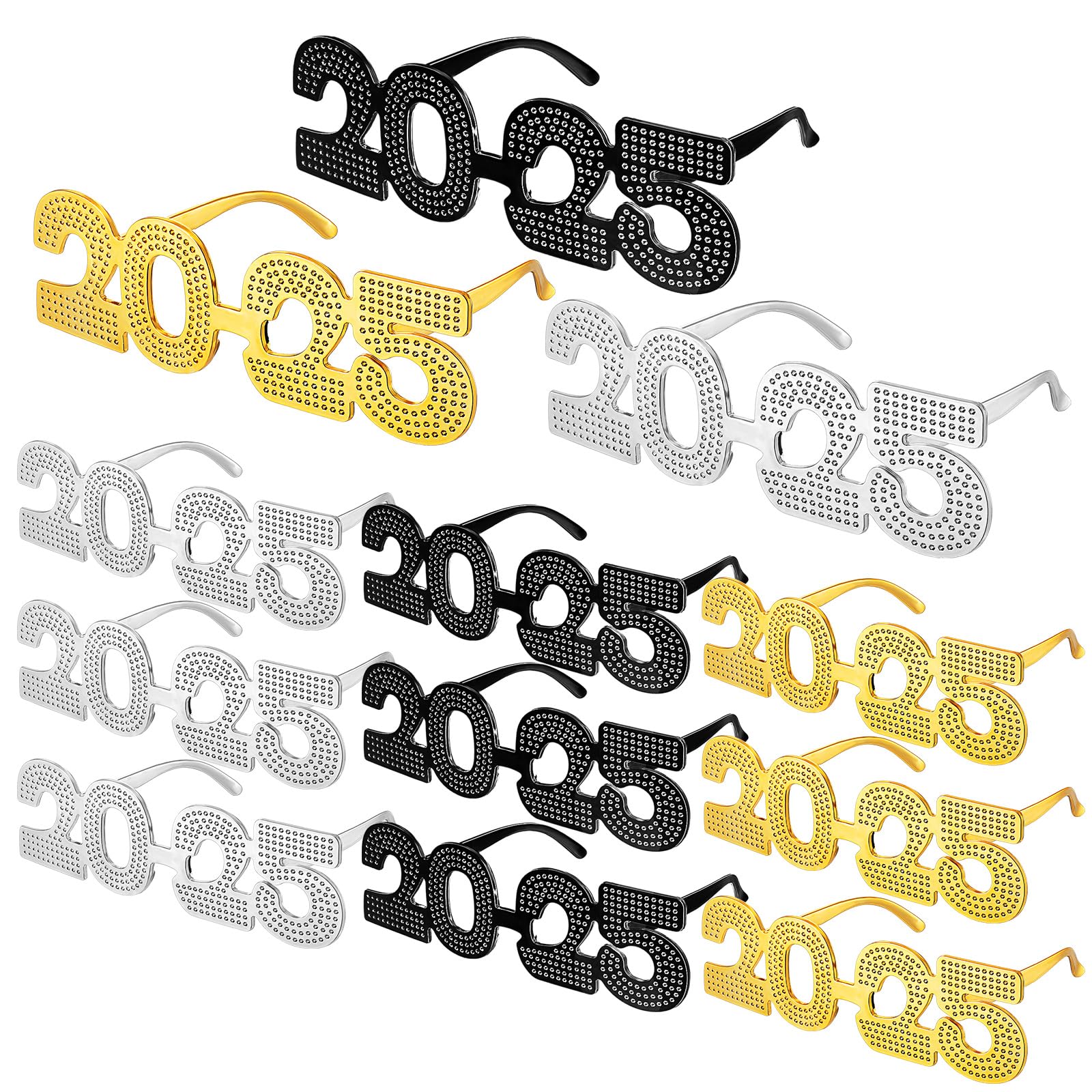 Amazon.com: Sherr 12 Pairs 2025 New Year Glasses Frames Glitter 2025 ...