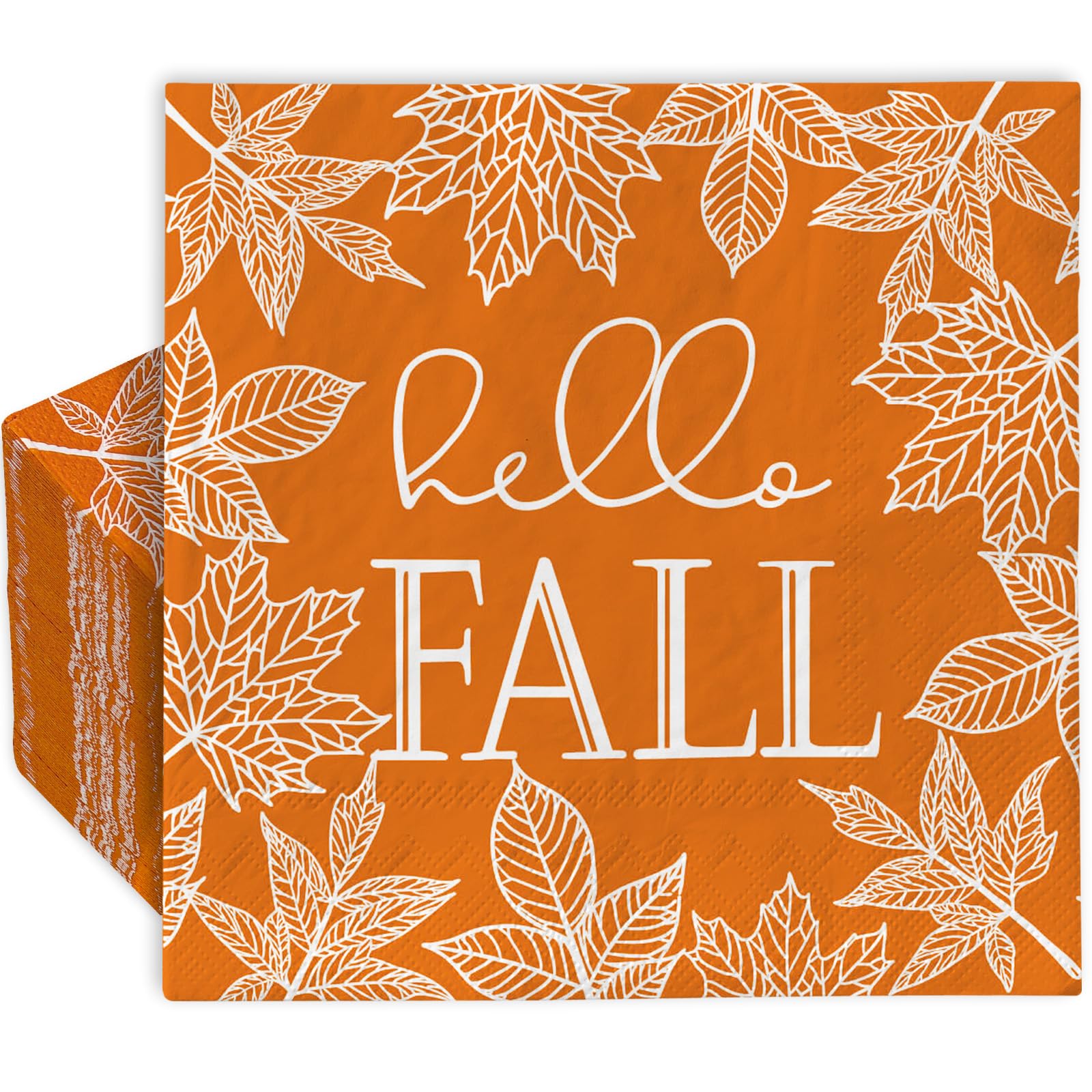 Amazon.com: AnyDesign 80 Pack Hello Fall Paper Napkins Orange Autumn ...