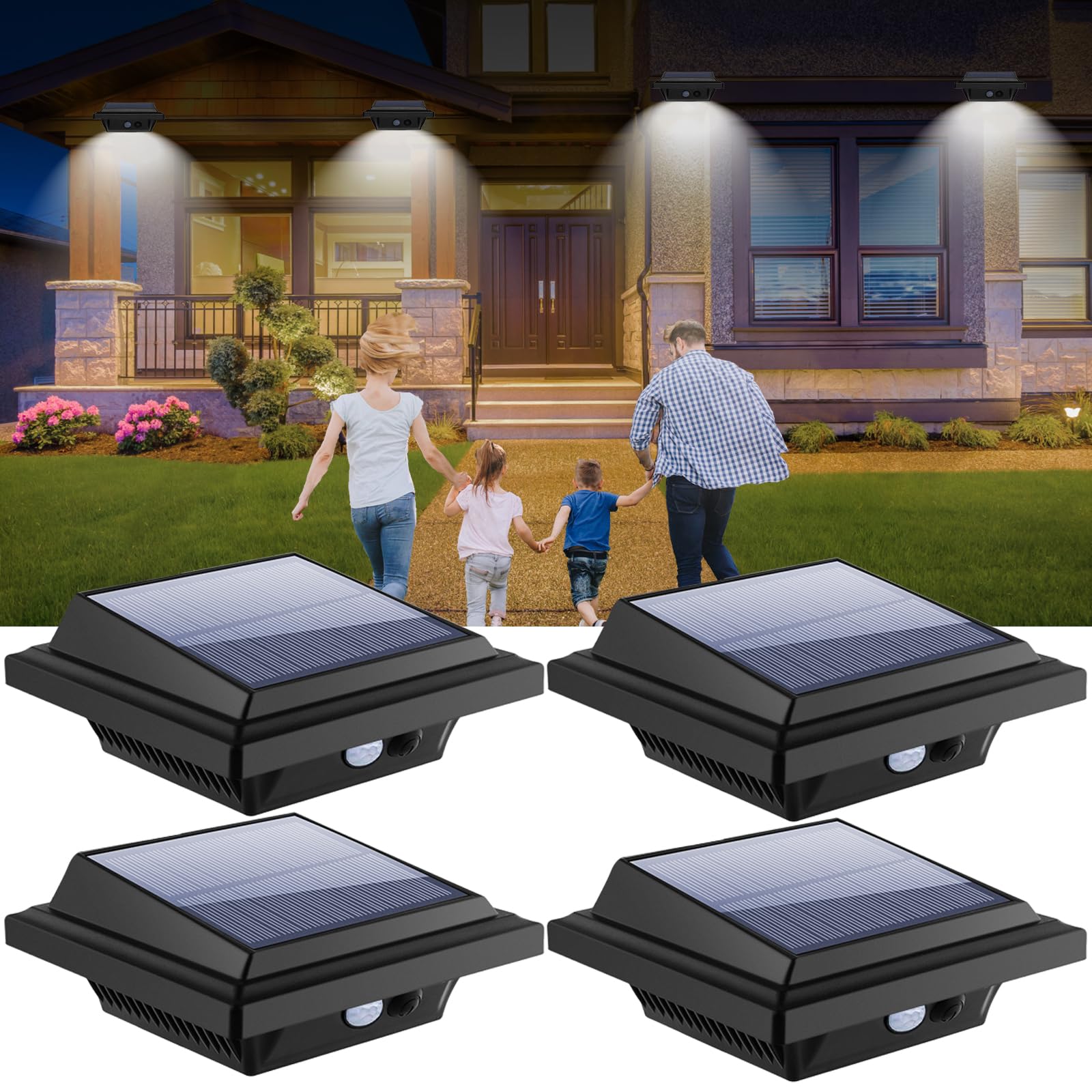 KEENZO Solar Outdoor Lights - Gutter Lights with Motion Sensor, Solar ...