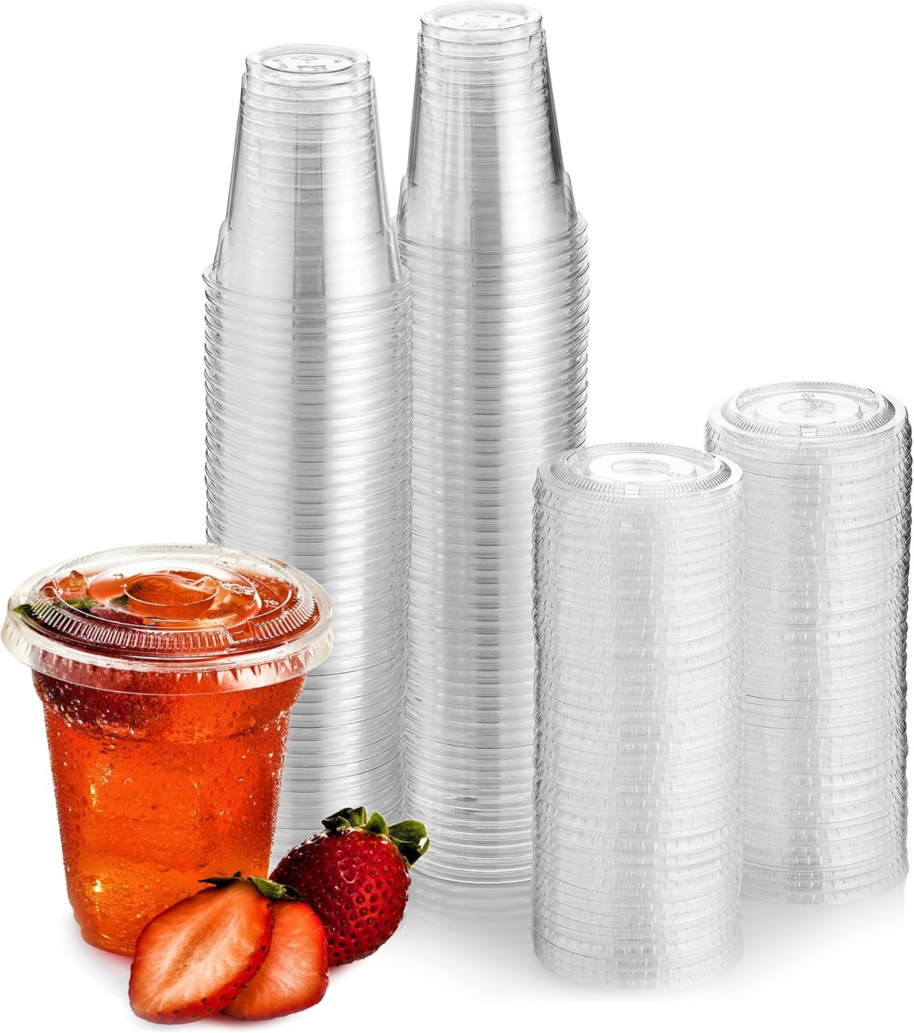 Amazon.com: Green Direct Clear Plastic Cups with Lids - 8 oz Disposable ...