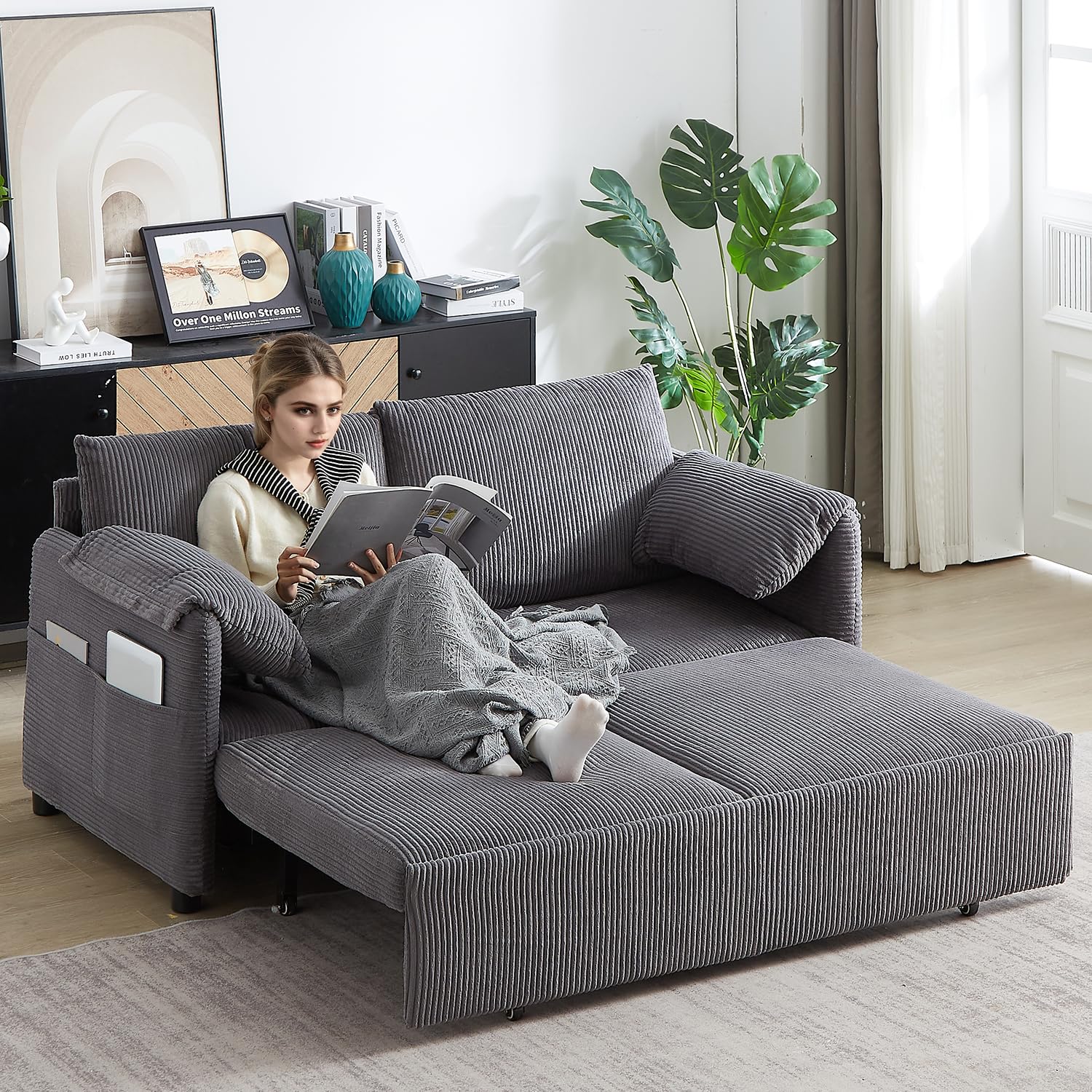 Amazon.com: Antetek 3-in-1 Convertible Futon Sofa Bed, Comfy Queen Size ...