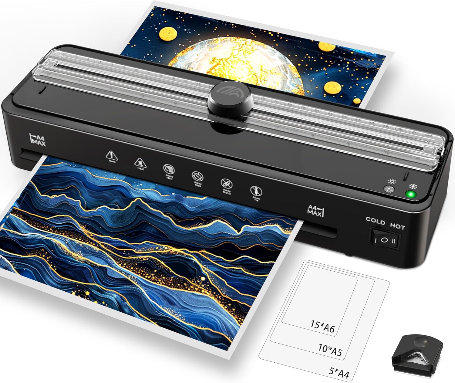 A4 Laminator Machine with 30 Laminating Sheets, Cold & Thermal ...