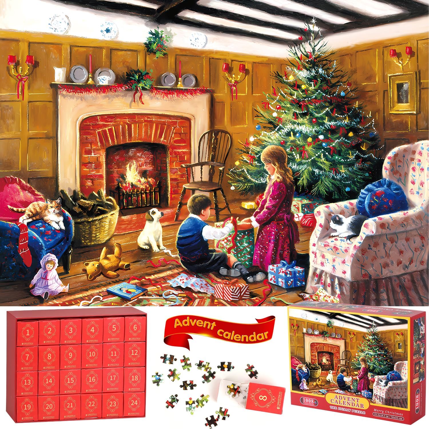 Amazon.com: Advent Calendar 2024 Jigsaw Puzzle, 24 Boxes Packing 1008 ...