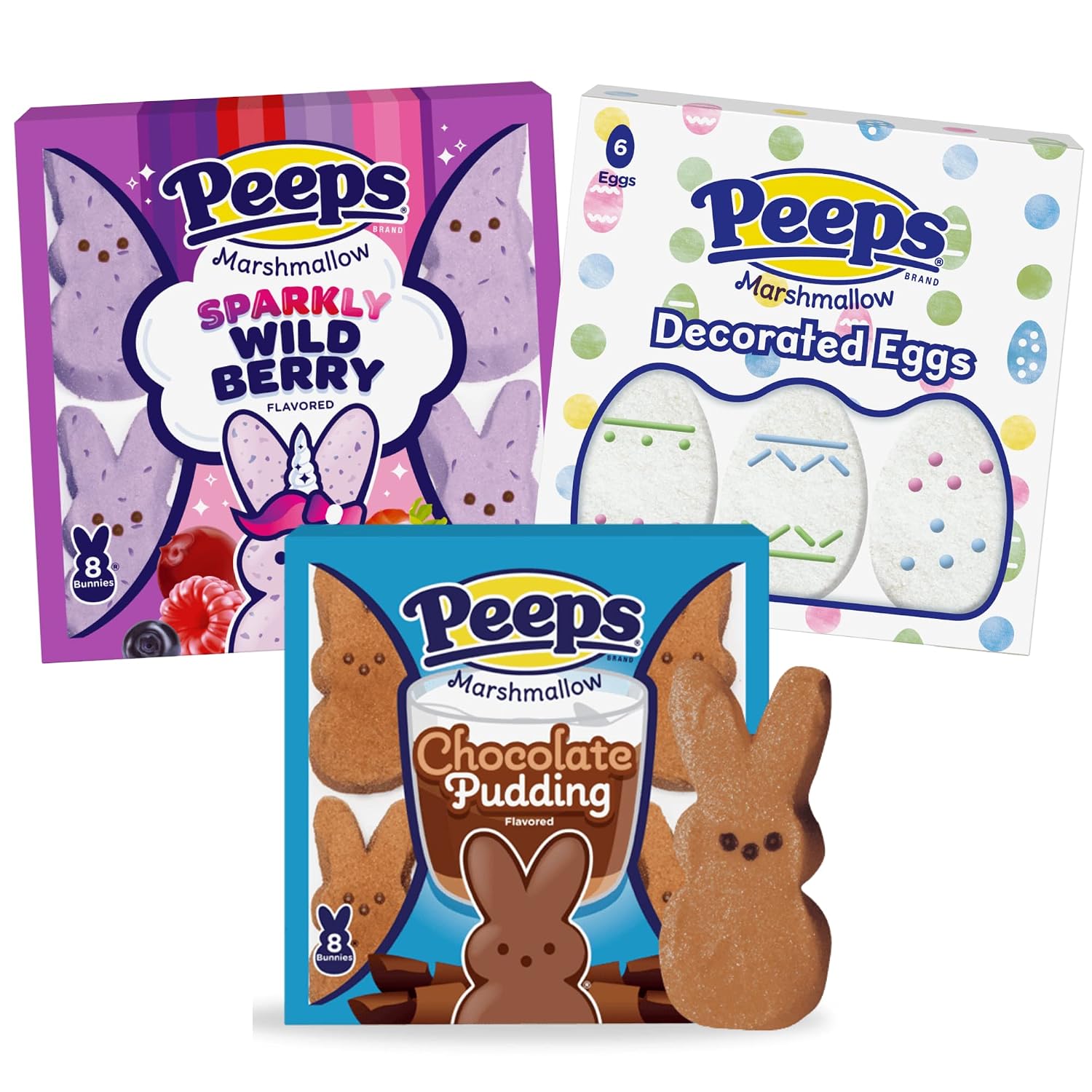 Amazon.com : Peeps Marshmallow Candy Bunny and Egg Shaped Marshmallows ...