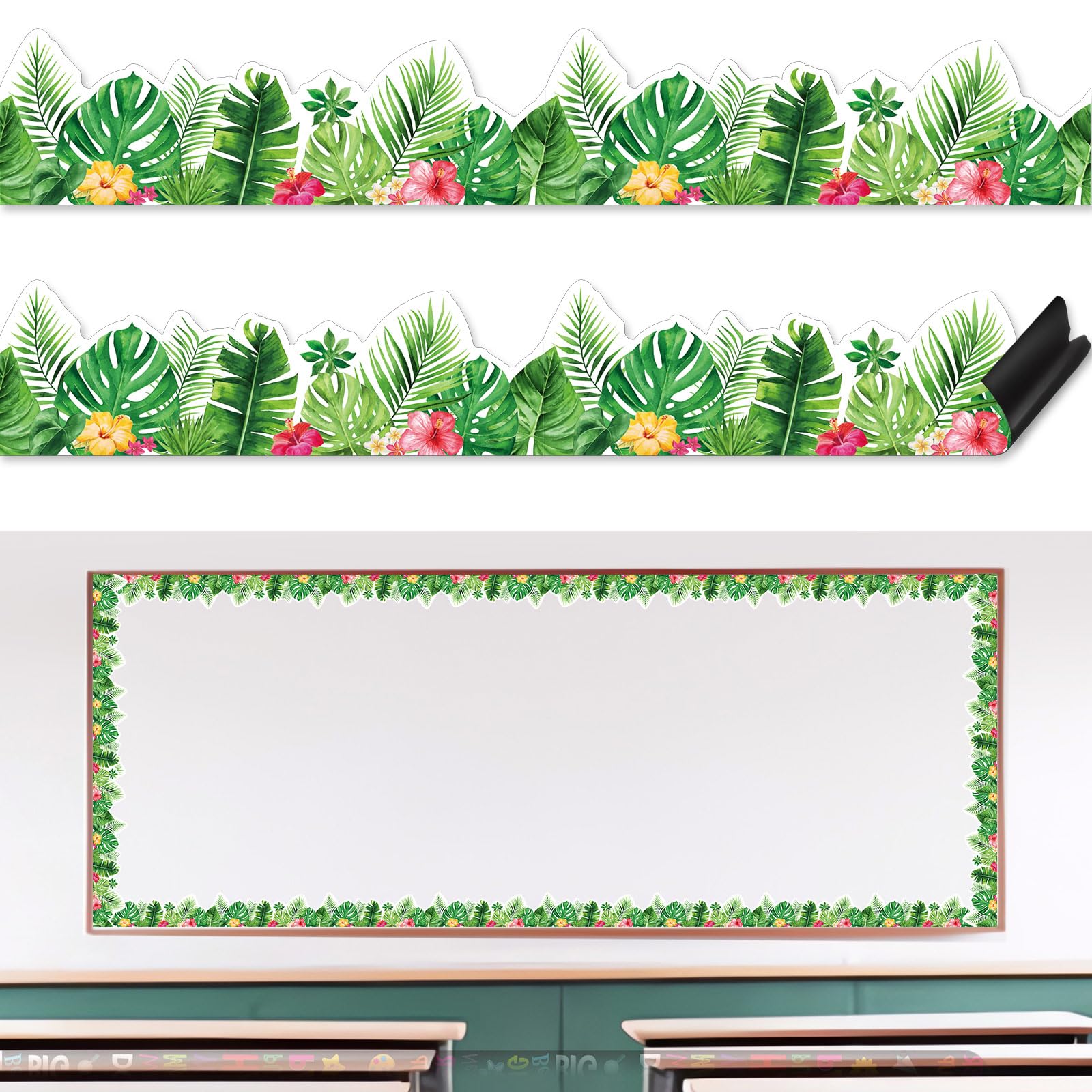 Snapklik.com : Sinload 24 Pcs Boho Magnetic Borders Tropical Leaves ...