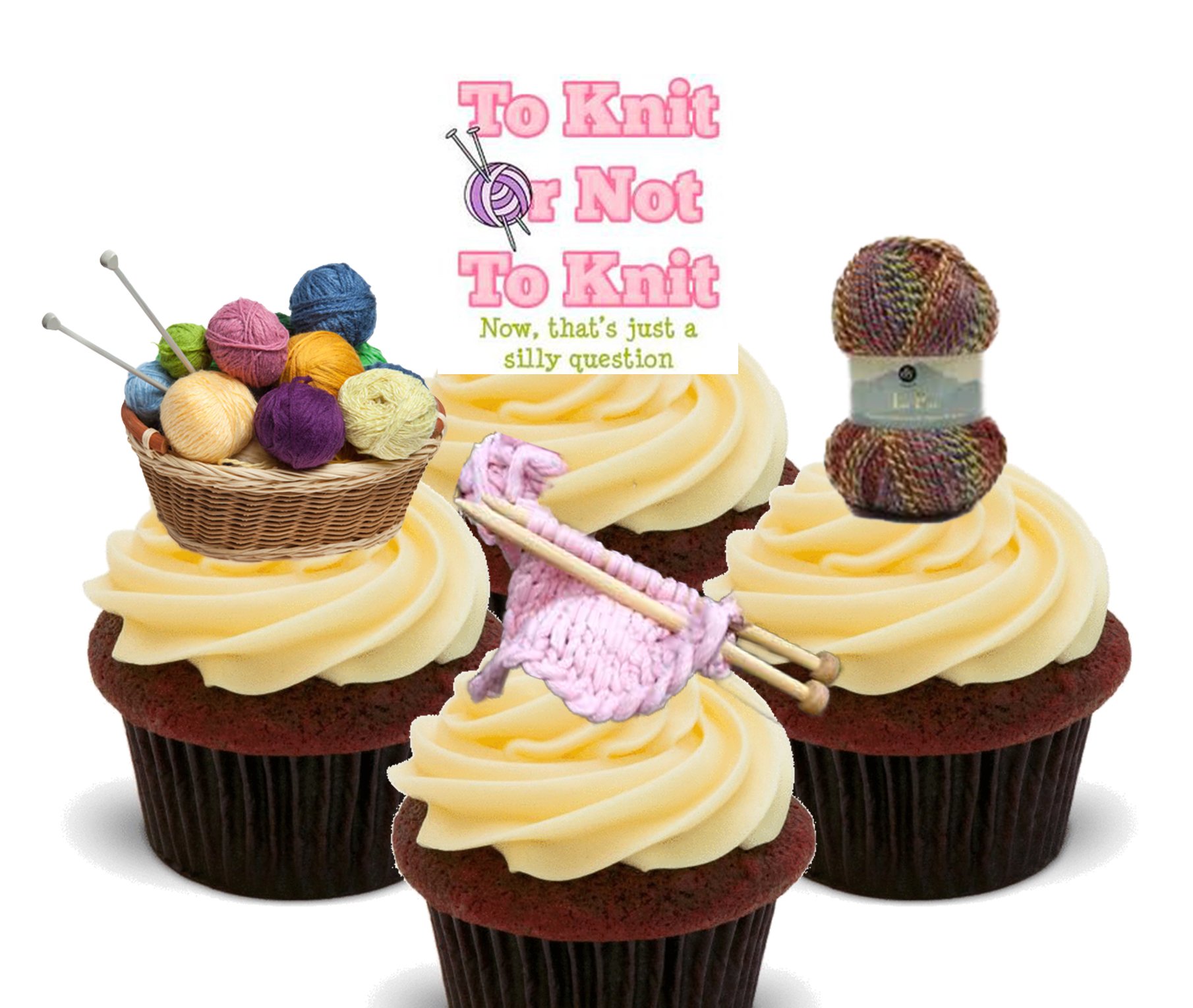Made4You Knitting, To Knit or Not to Knit Funny Edible Cupcake Toppers ...
