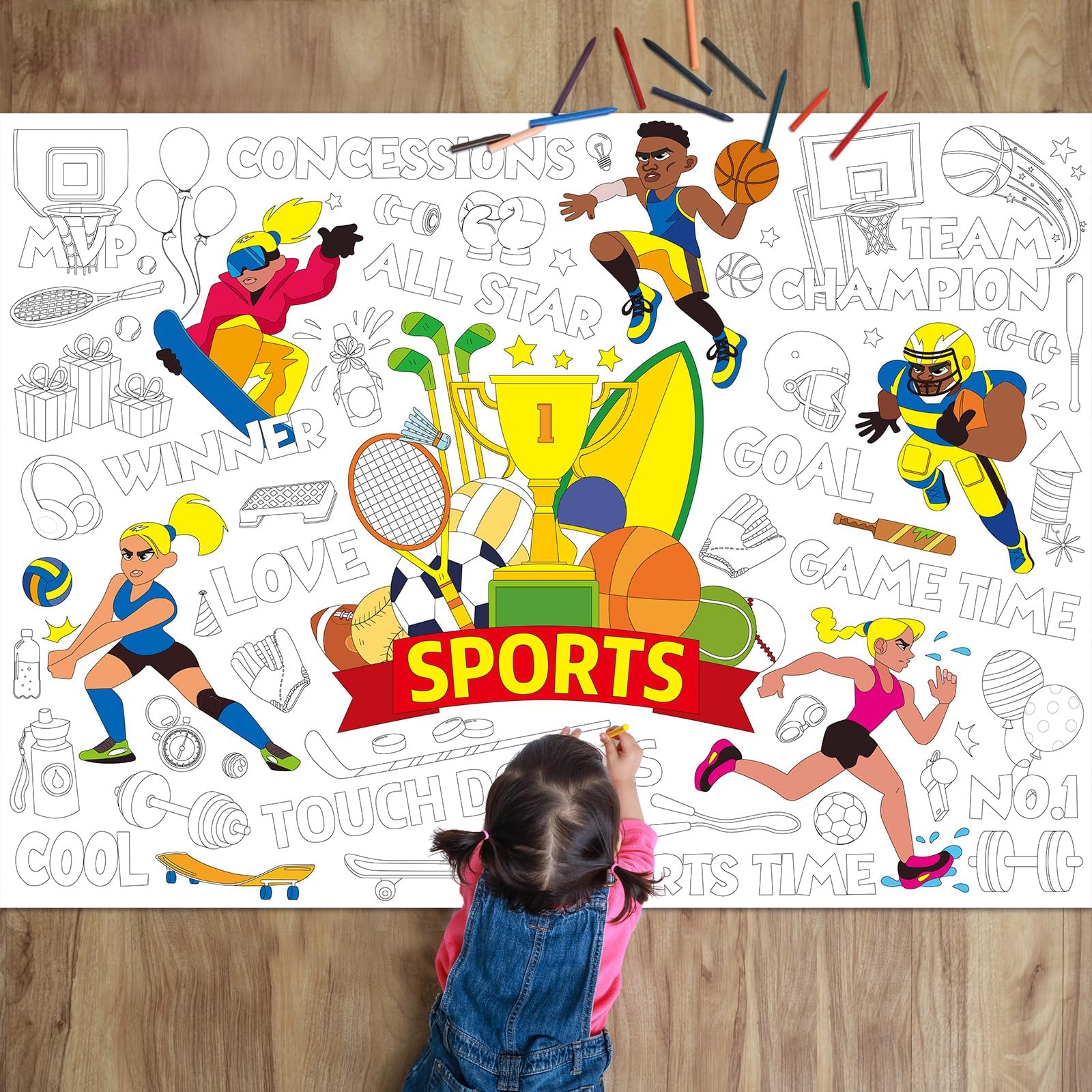 Amazon.com: Sports Games Coloring Poster for Kids International Sports ...