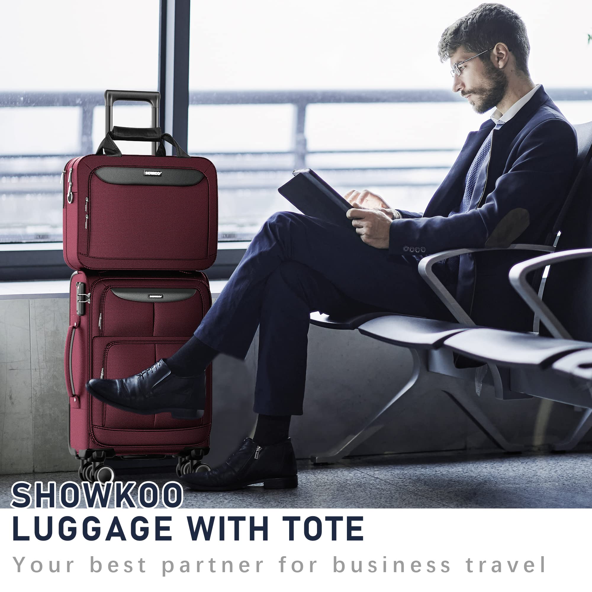 Snapklik.com : SHOWKOO Carry-on Luggage 2 Piece Softside Lightweight ...