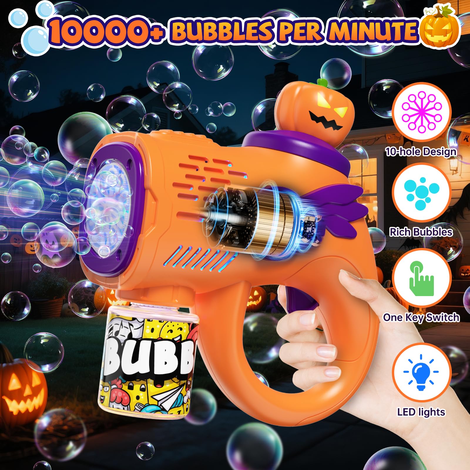 Snapklik.com : Halloween Bubble Machine Gun For Kids: 2 Pack Automatic ...