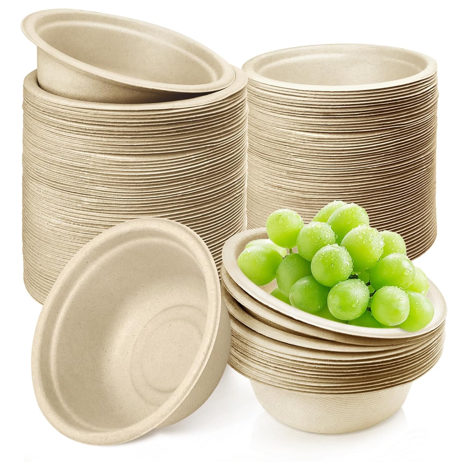 Cmkura 120 Pcs 12 oz Brown Sugarcane Biodegradable Bowls Disposable ...