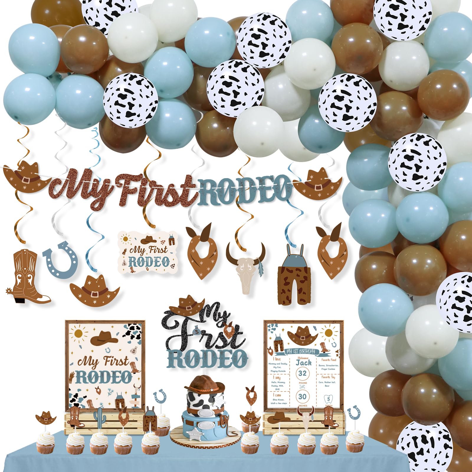 Amazon.com: Cowboy 1st Birthday Party Decorations, My First Rodeo ...