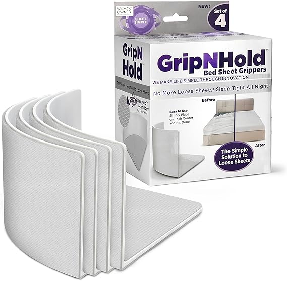 Amazon.com: GripNHold Bed Sheet Holders – Heavy-Duty Fitted Sheet ...