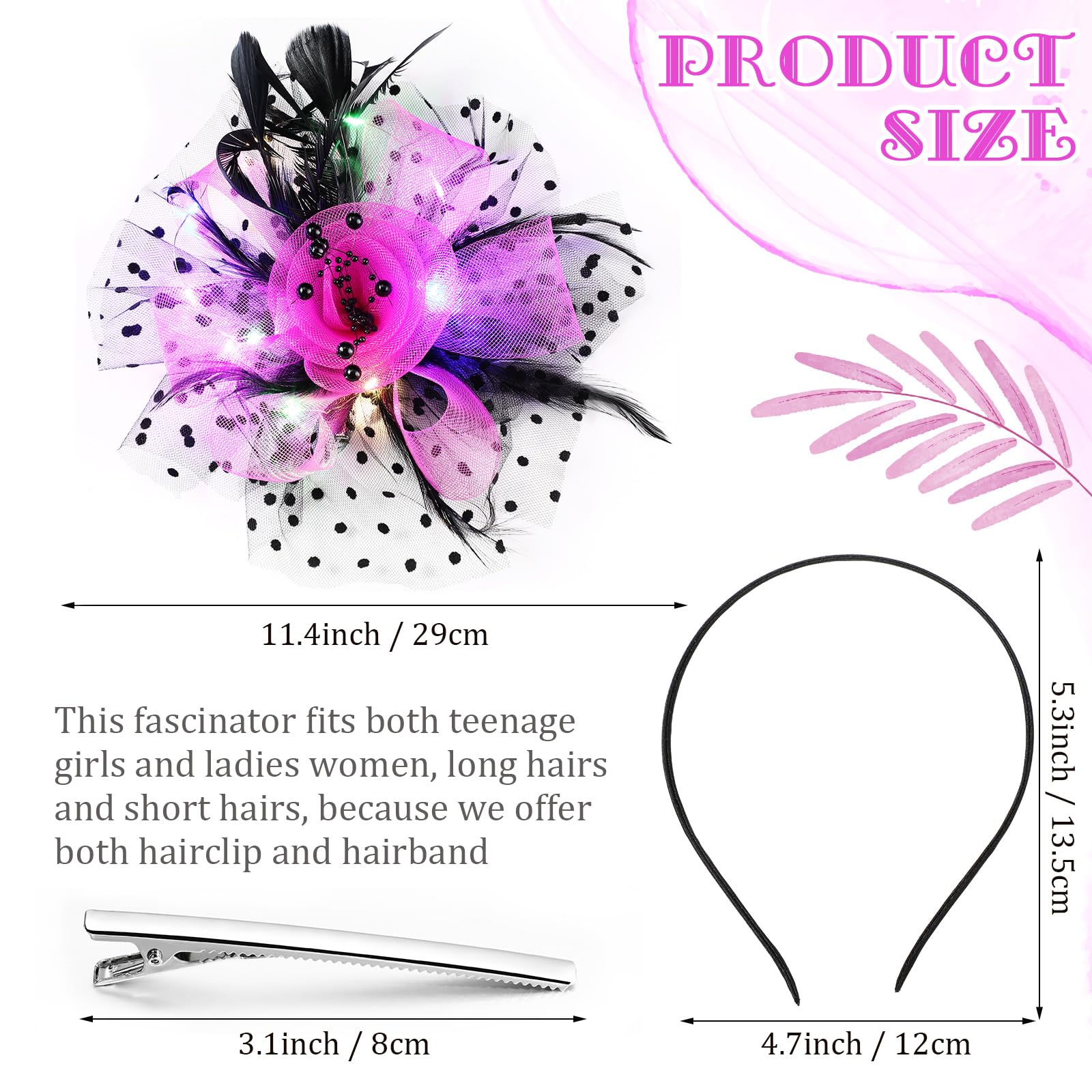 Riceshoot 6 Pcs LED Fascinator Hats for Women Tea Party Hats Derby ...