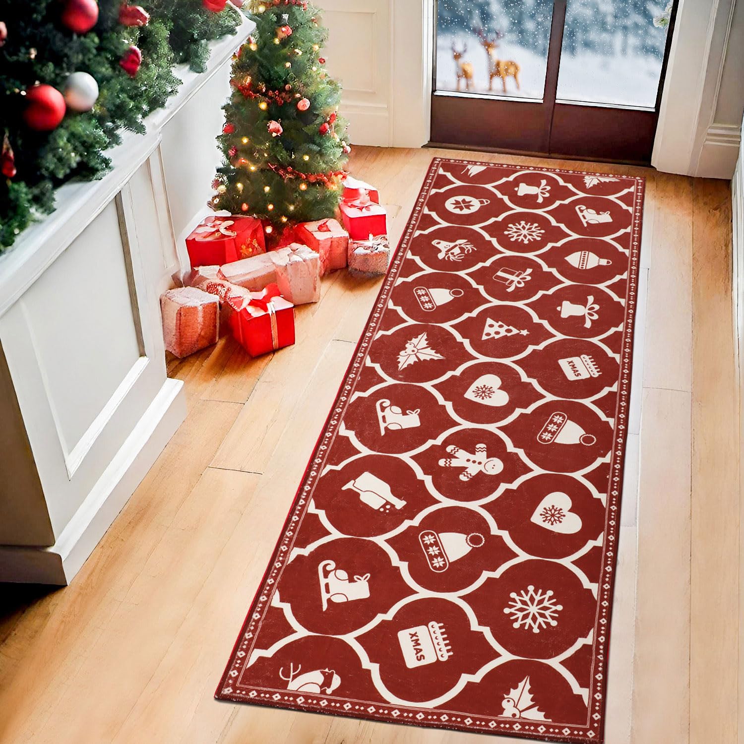 Amazon.com: nesrt Moroccan Trellis Christmas Runner Rugs for Hallway ...