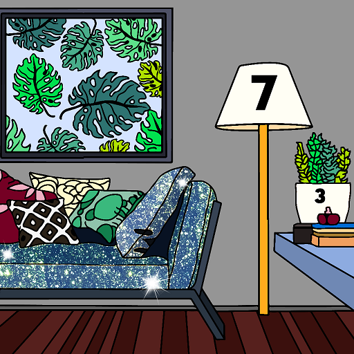 Furniture Color By Number - House Interior Glitter Painting:Amazon.com ...