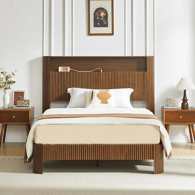 Amazon.com: SOFTSEA Full XL Size Wood Platform Bed Frame with Storage ...