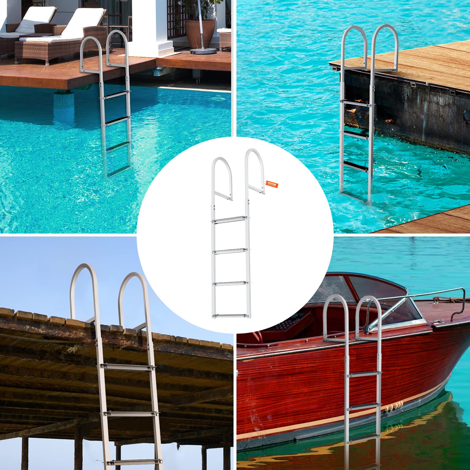 Snapklik.com : VEVOR Removable Dock Ladder 4 Steps, 500lbs Load ...