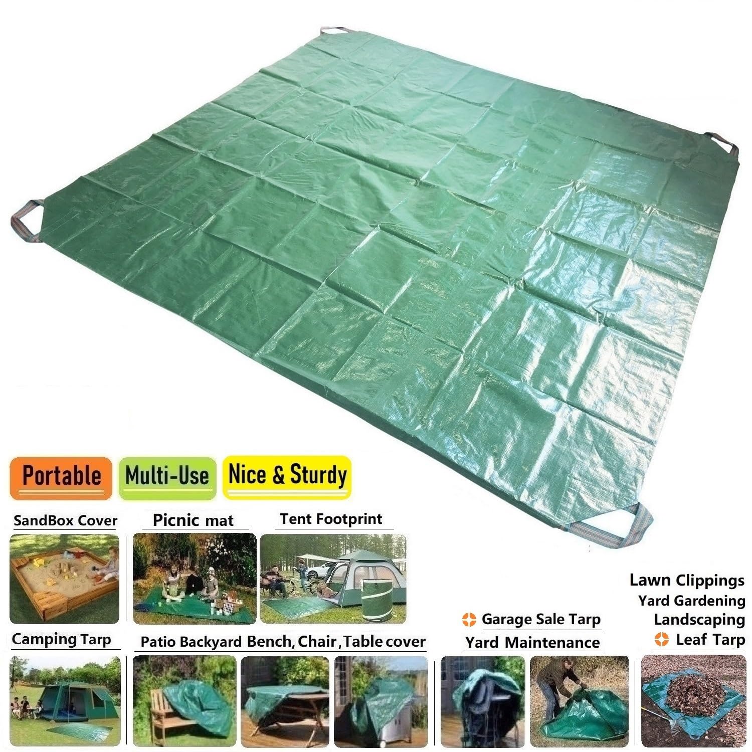 Snapklik.com : 7x7Ft Waterproof Tarp Yard Garden Leaf Tarp
