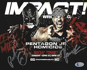 Pentagon Jr & Homicide Signed 8x10 Photo BAS COA ROH AEW AAA Lucha ...