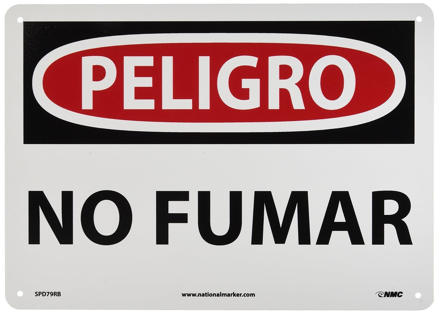 NMC SPD79RB OSHA Sign, Legend "PELIGRO - NO FUMAR", 14 Length x 10 ...