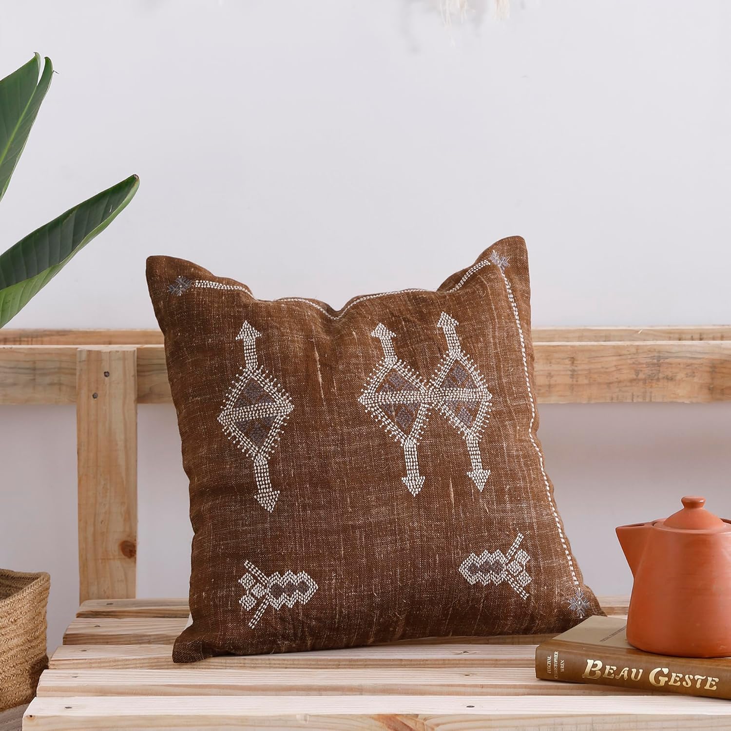 Amazon.com: Labhanshi Brown Color Cactus Silk Pillow, Rustic Throw ...