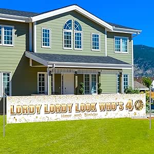 Amazon.com: Lordy Lordy Look Who's 40 Banner, White Gold Happy 40th ...