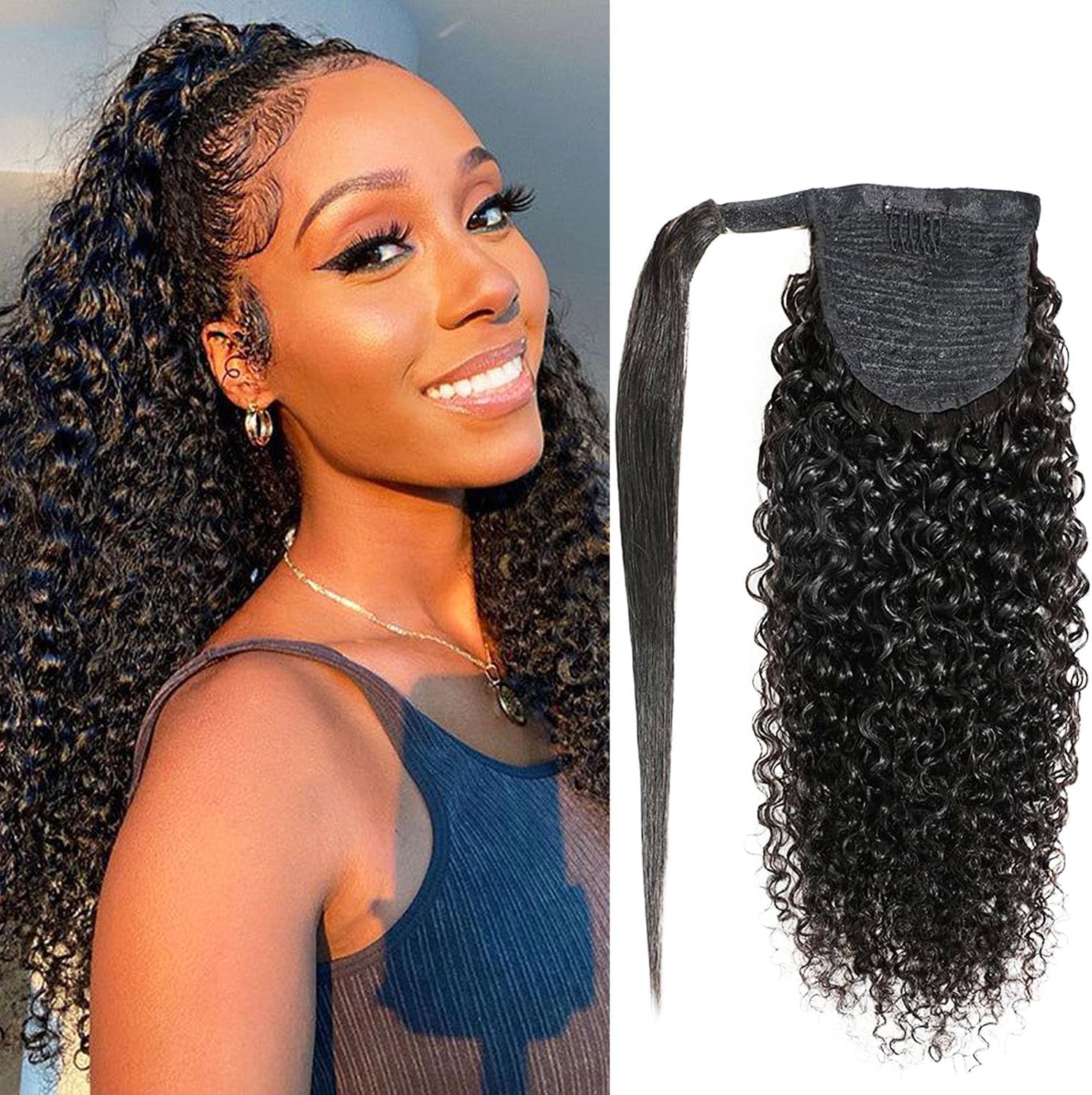 Amazon.com : Yepei Curly Ponytail Extension Human Hair for Black Women ...