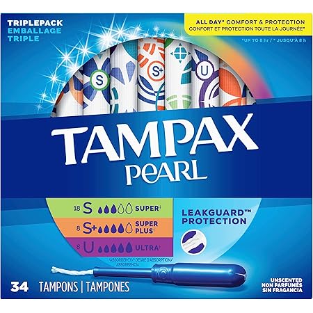 Amazon.com: Tampax Pearl Tampons Ultra Absorbency with Leakguard Braid ...