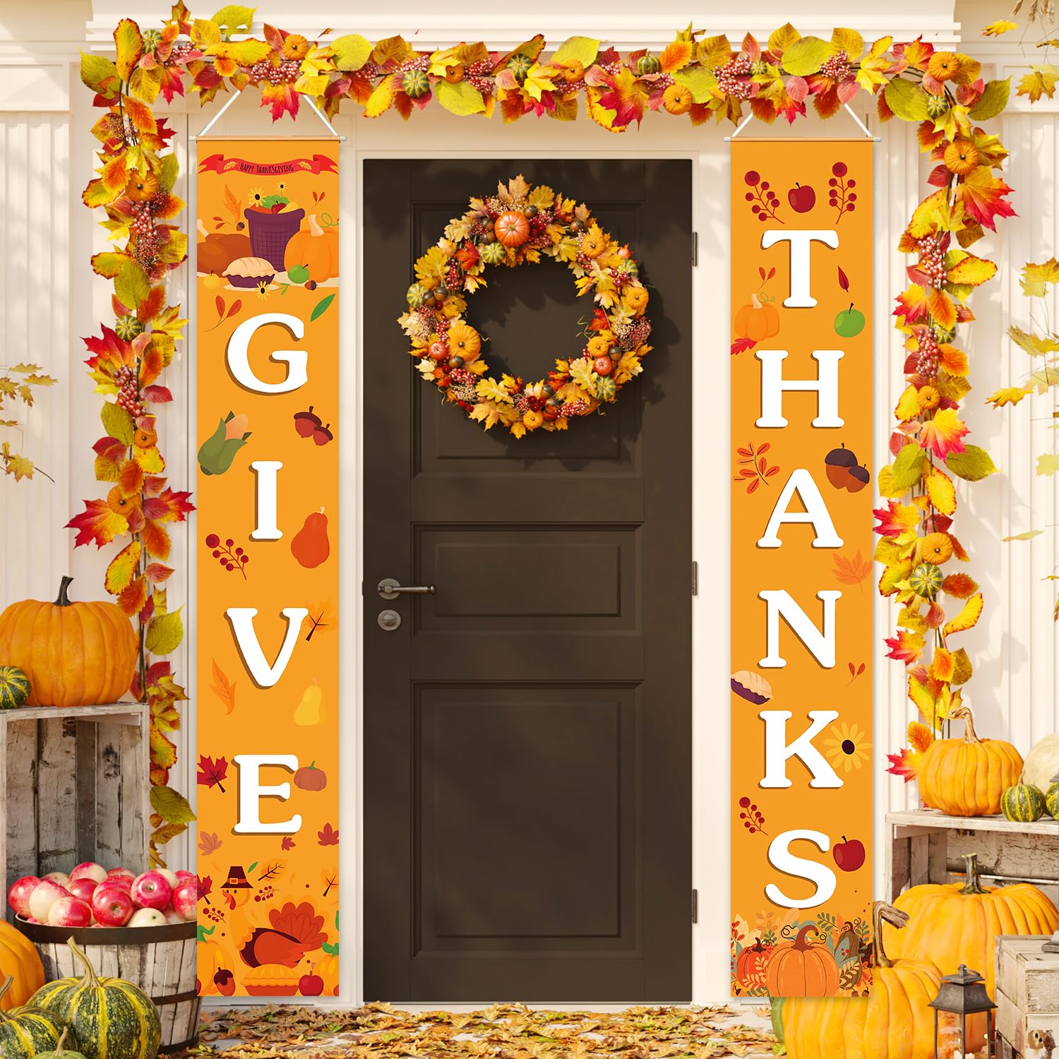 Amazon.com : Thanksgiving Banner, Thanksgiving Decorations GIVE THANKS ...