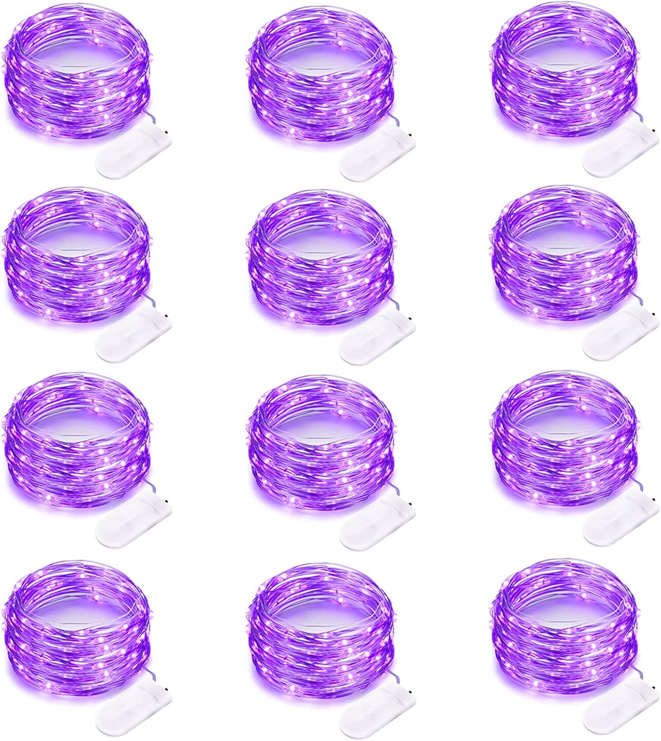 Amazon.com: 12 Pack Purple Halloween Lights Battery Operated String ...