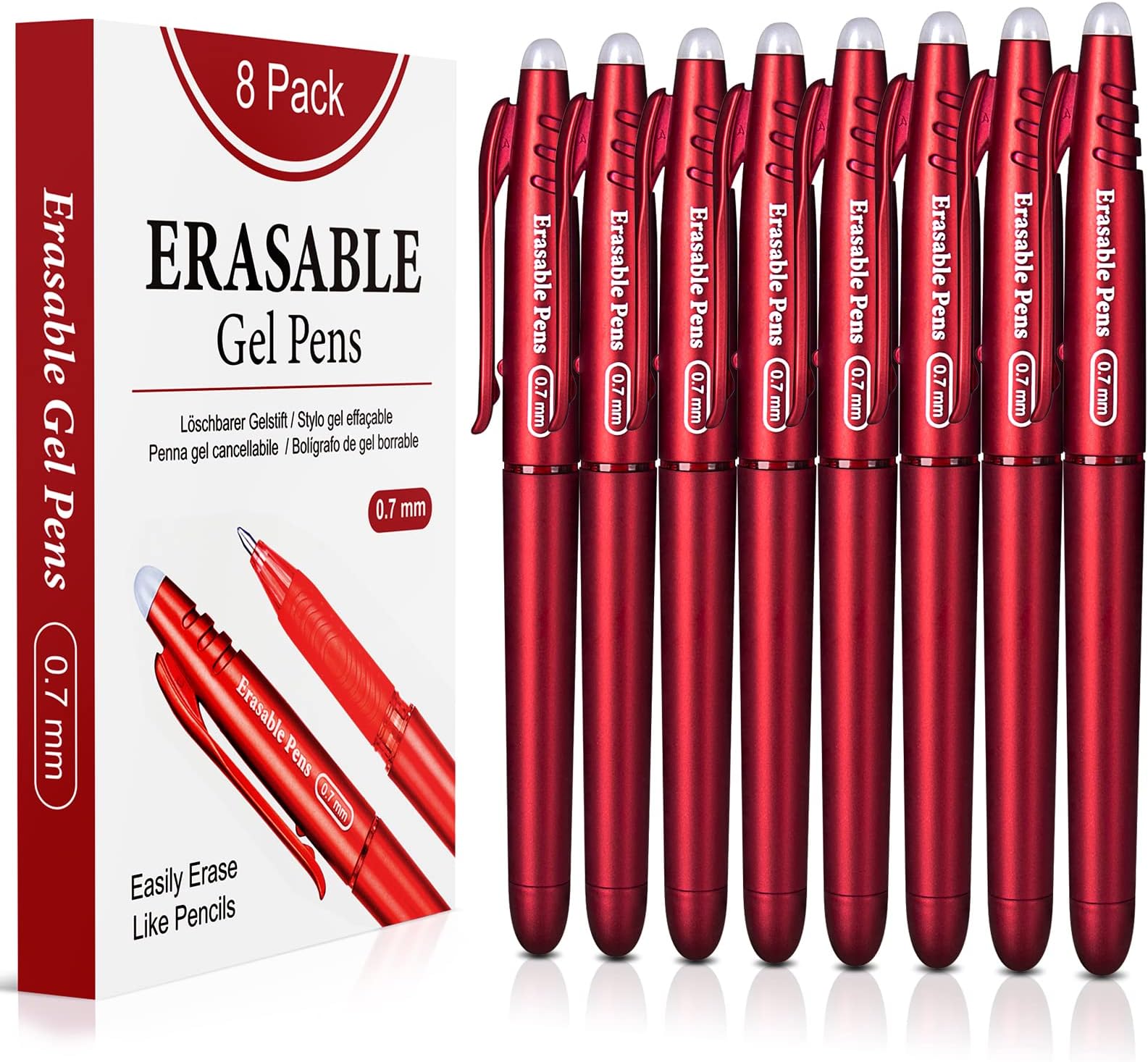 Amazon.com: KERIFI Erasable Gel Pens 0.7mm, Red Heat Erasable Fine ...