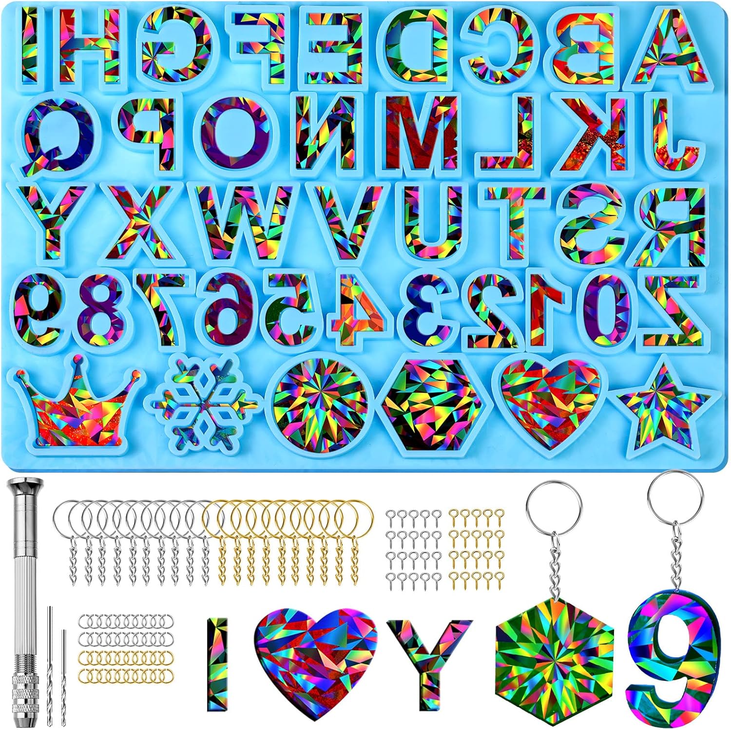Amazon.com: DoreenBow Holographic Resin Alphabet Mold Letter Number ...